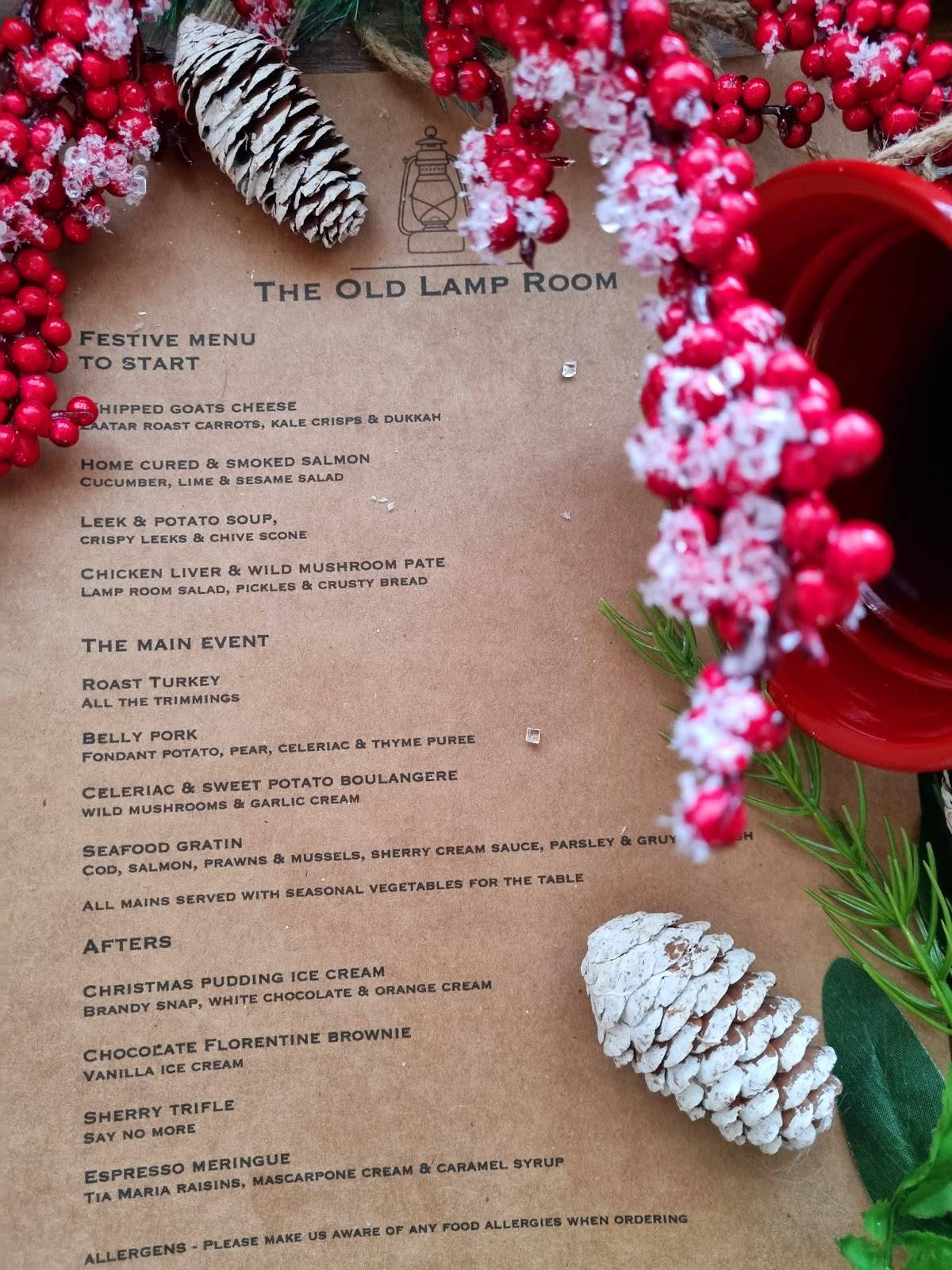 Menu at The Old Lamp Room cafe, Cottingham