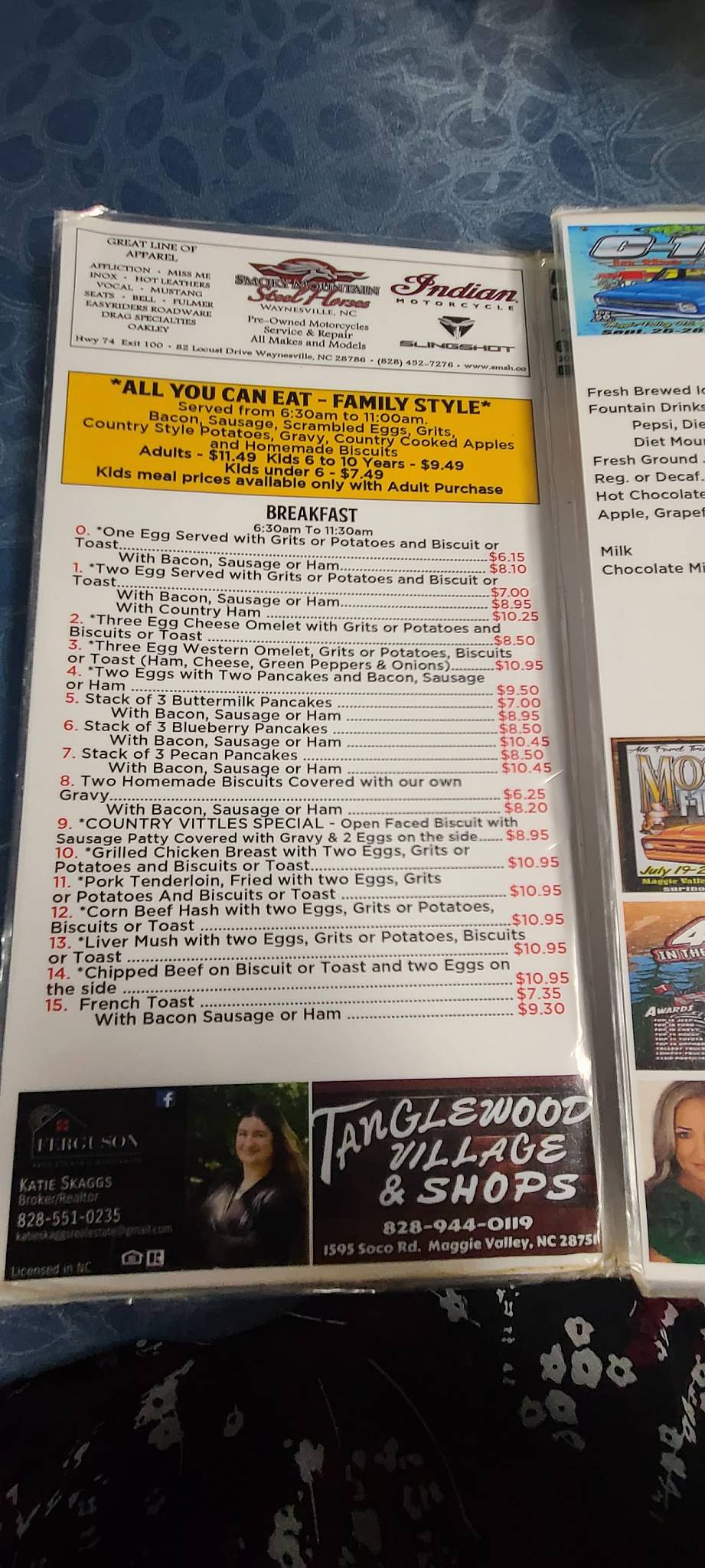 Menu at Country Vittles Family Style Restaurant, Maggie Valley