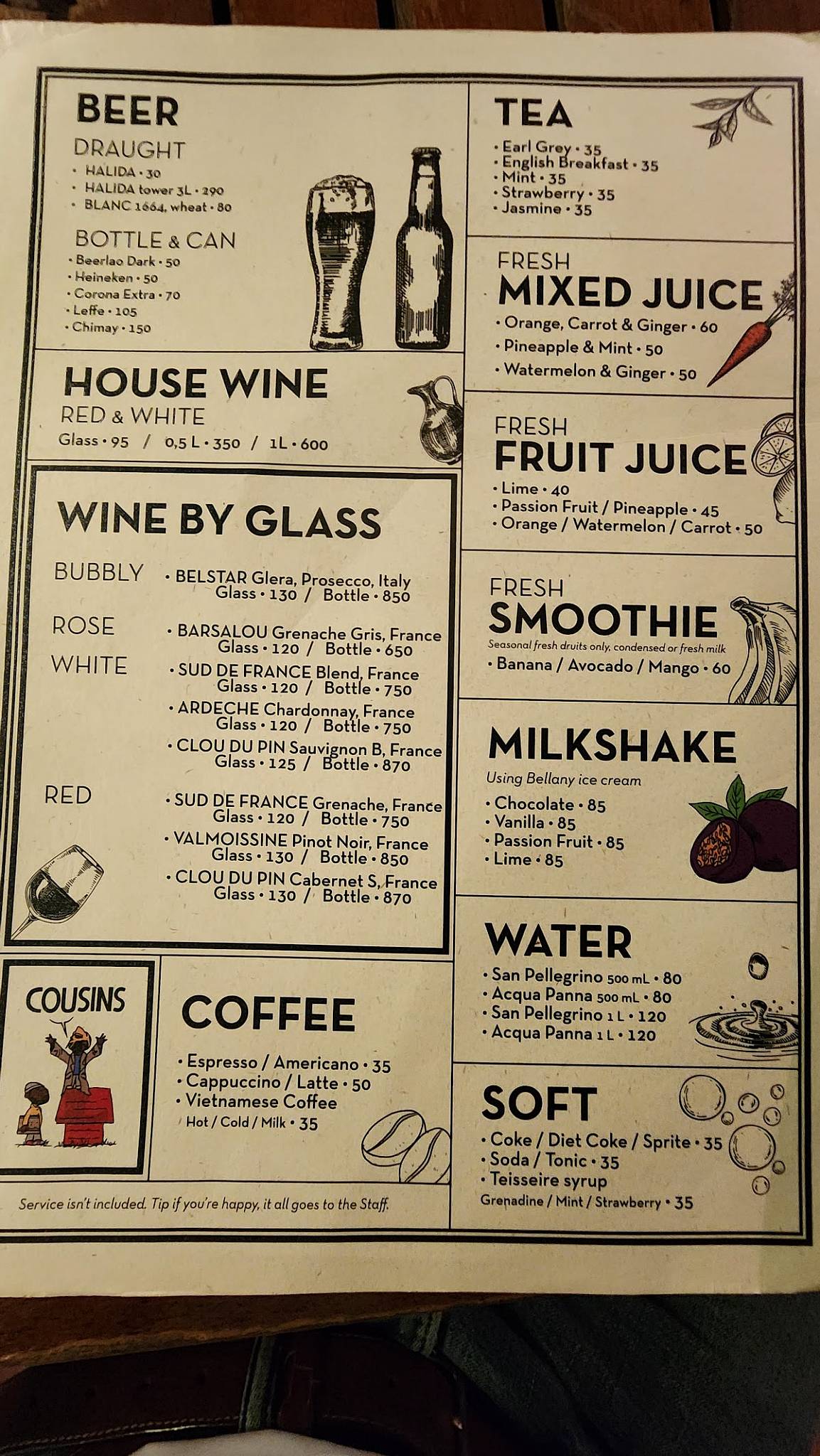 Menu at Cousins Restaurant Đào Tấn, Hanoi, 7 ngõ 58 P. Đào Tấn