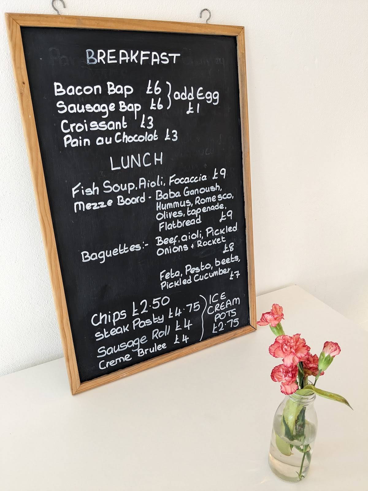 Menu at Cove Cafe, Hayle
