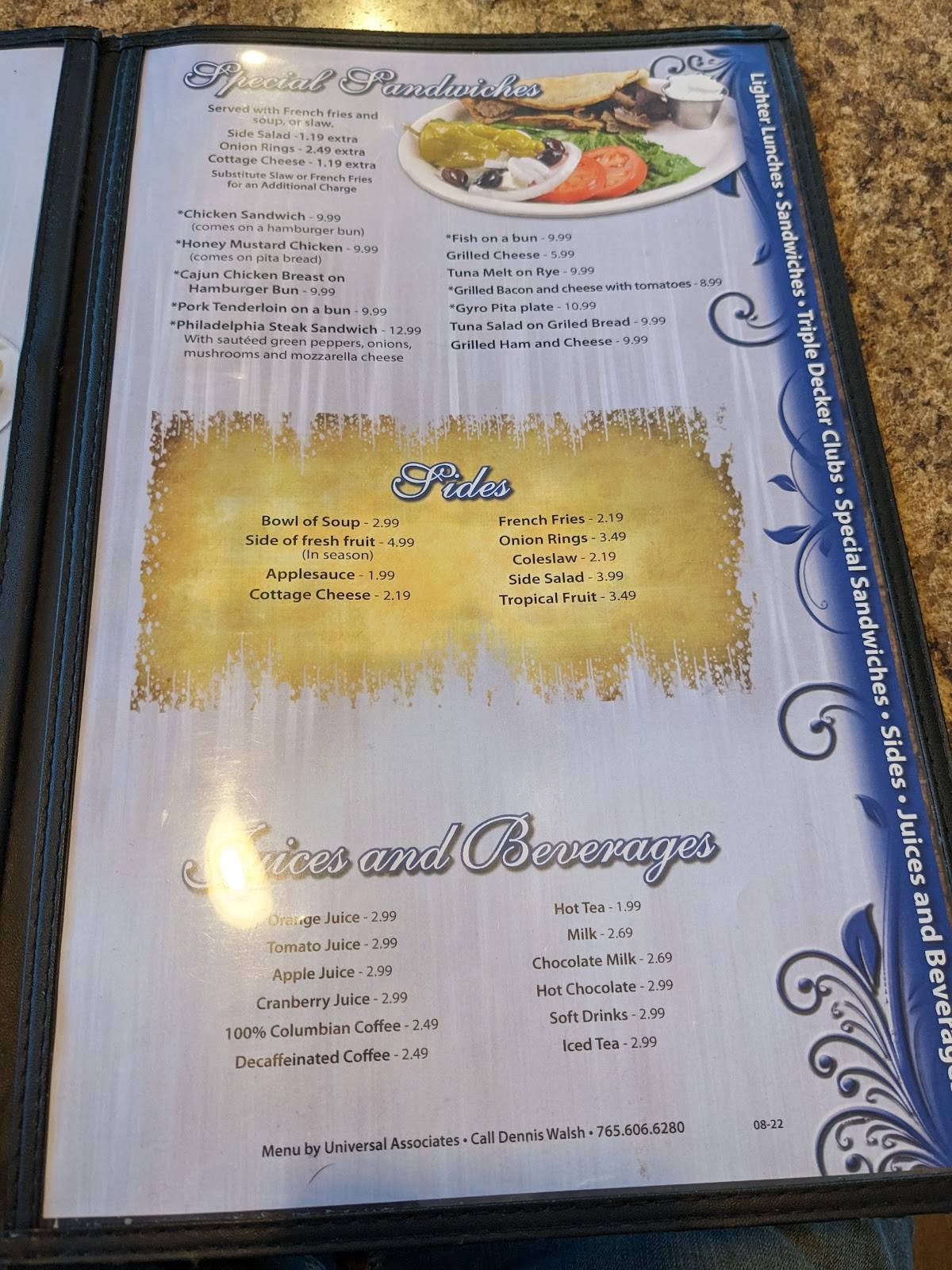 Menu at Cozy Table restaurant, Bloomington