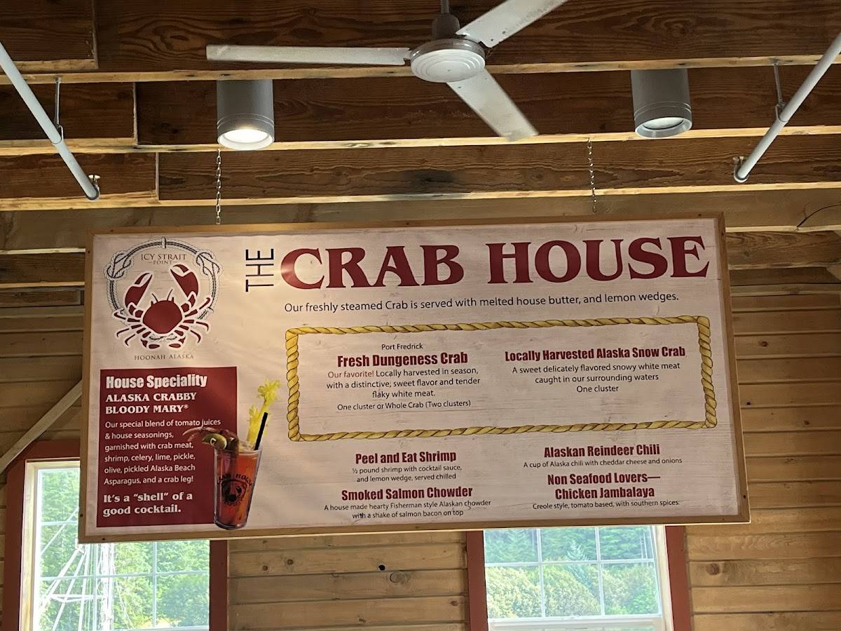 Menu at Crab House restaurant, Hoonah, 108 Cannery Rd