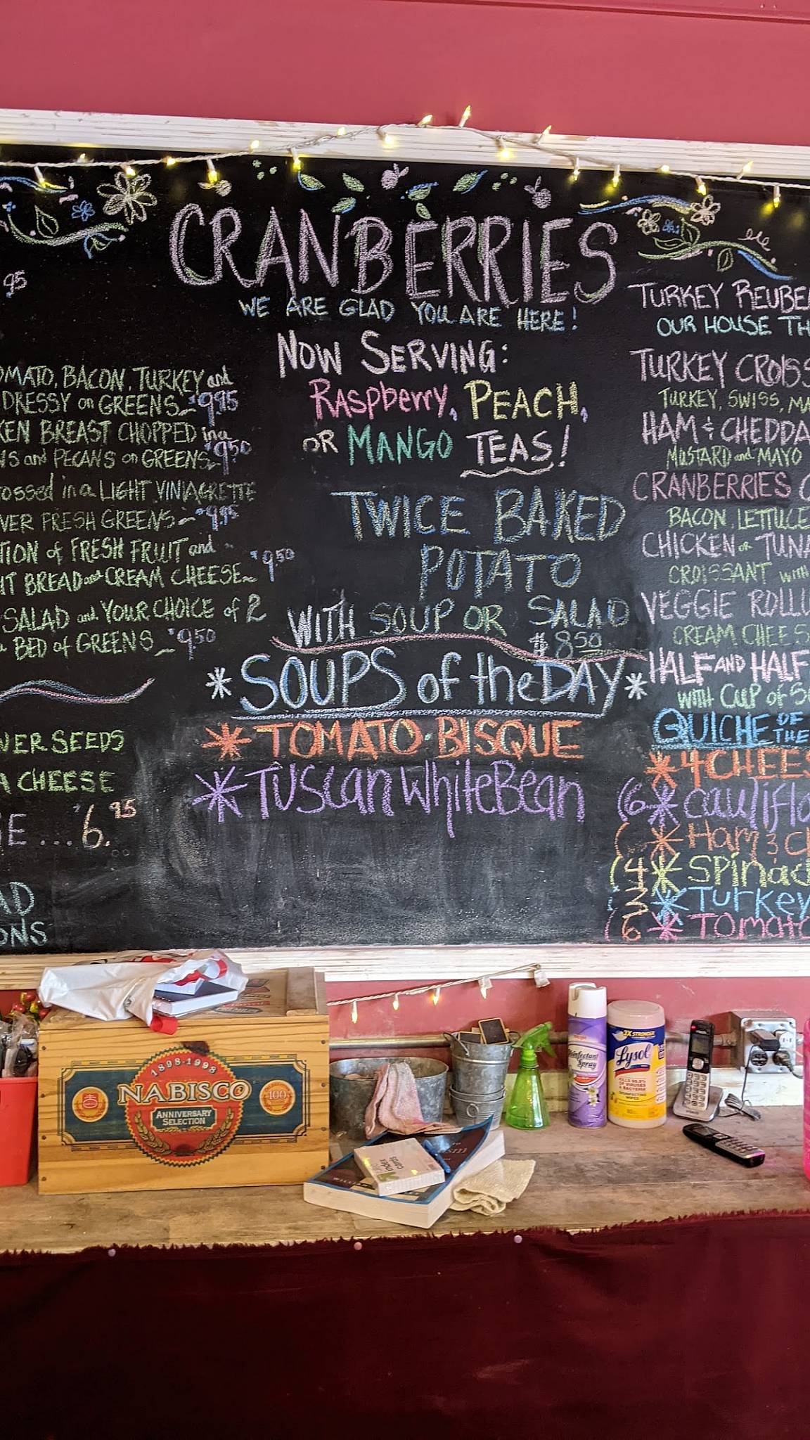 Menu at Cranberries cafe, Johnson City, Knob Creek Rd #5