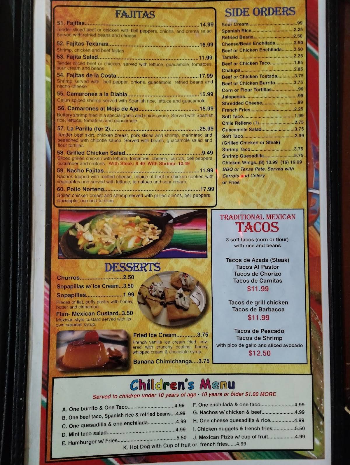 Menu at El Rio Mexican Restaurant, Creedmoor, E Lyon Station Rd B