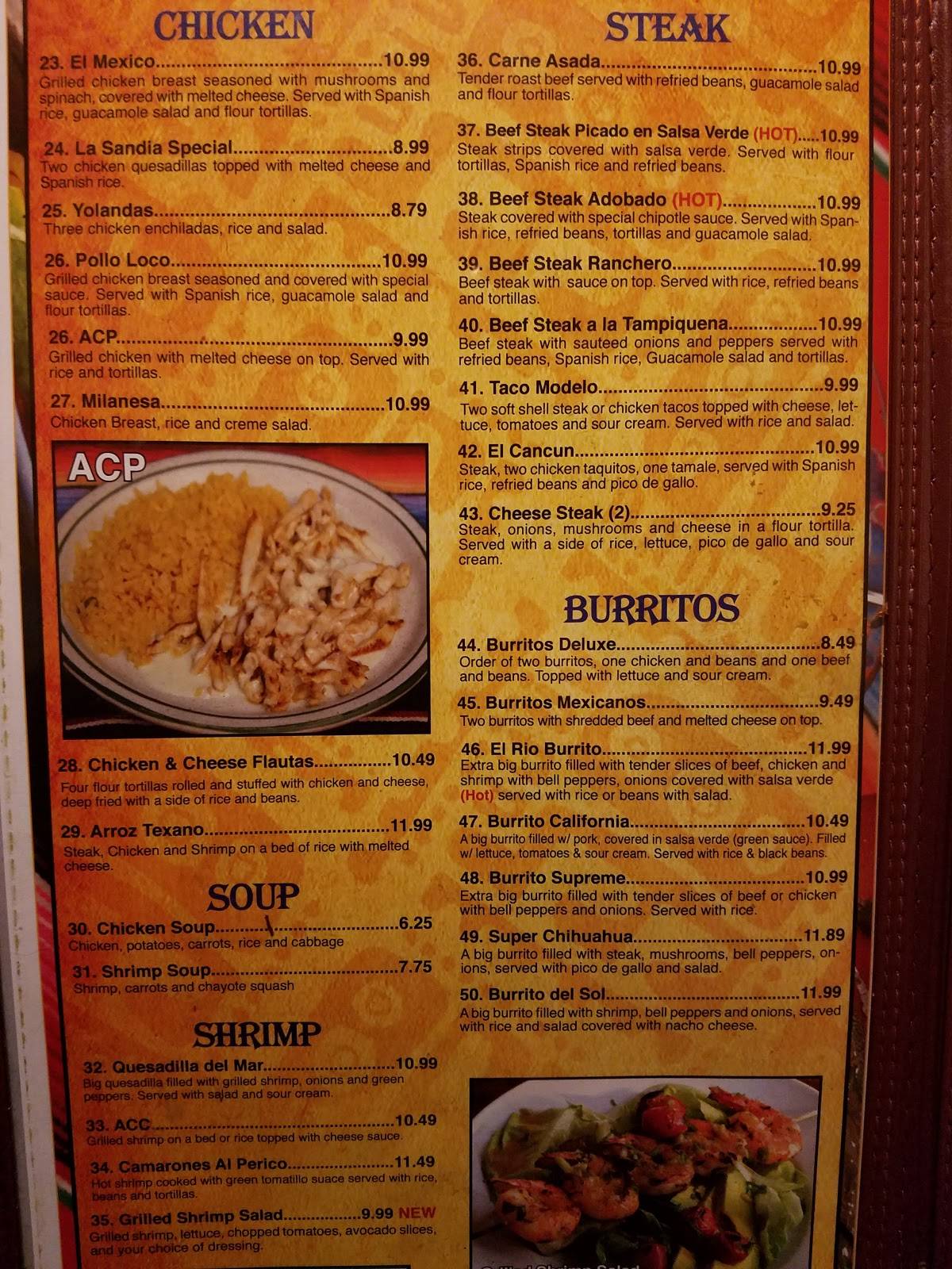 Menu at El Rio Mexican Restaurant, Creedmoor, E Lyon Station Rd B