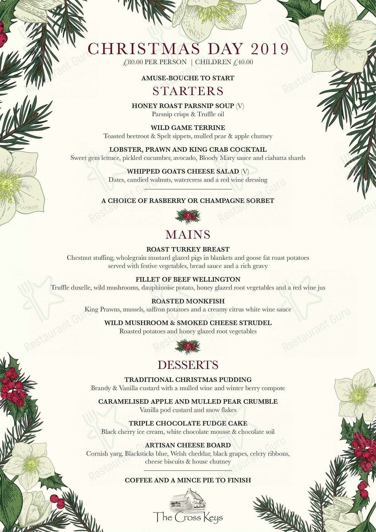 Menu at The Cross Keys pub & bar, Milton Keynes