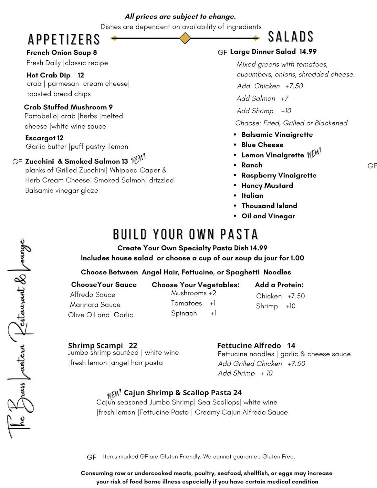 Menu at The Lantern Steakhouse & Pub, Crossville