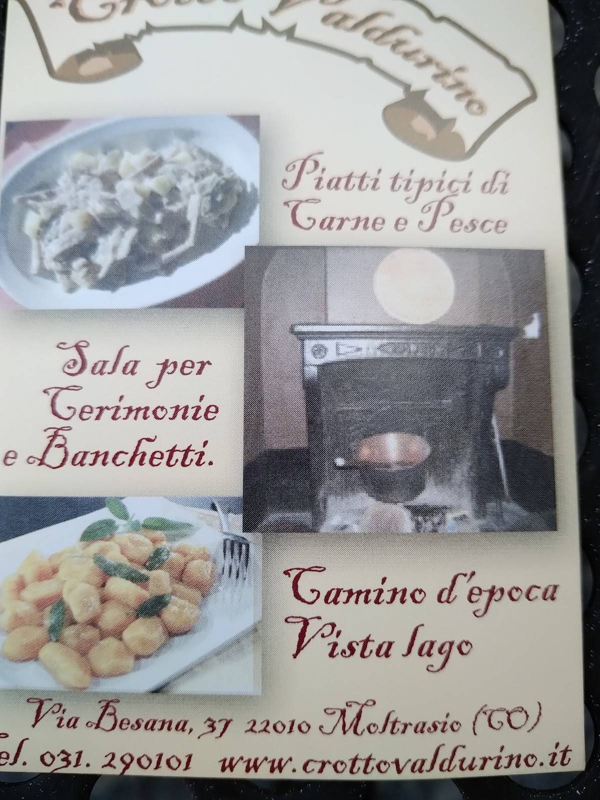 Menu at Crotto Valdurino restaurant, Moltrasio