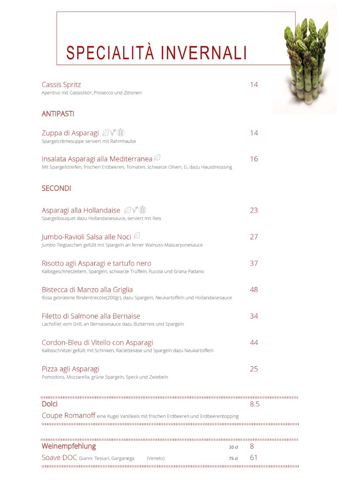 Speisekarte von Cucina Basilisk, Zürich