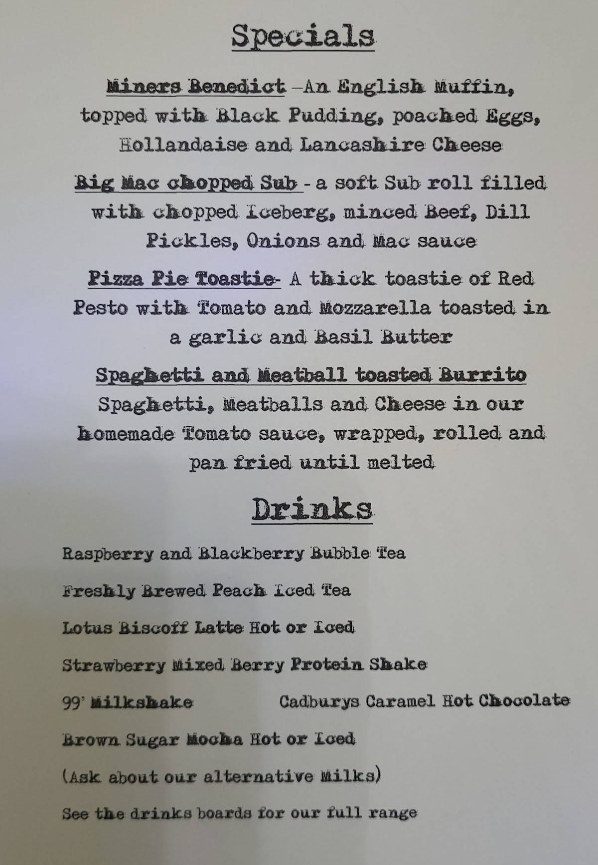 Menu at Cucina Cafe, Leigh