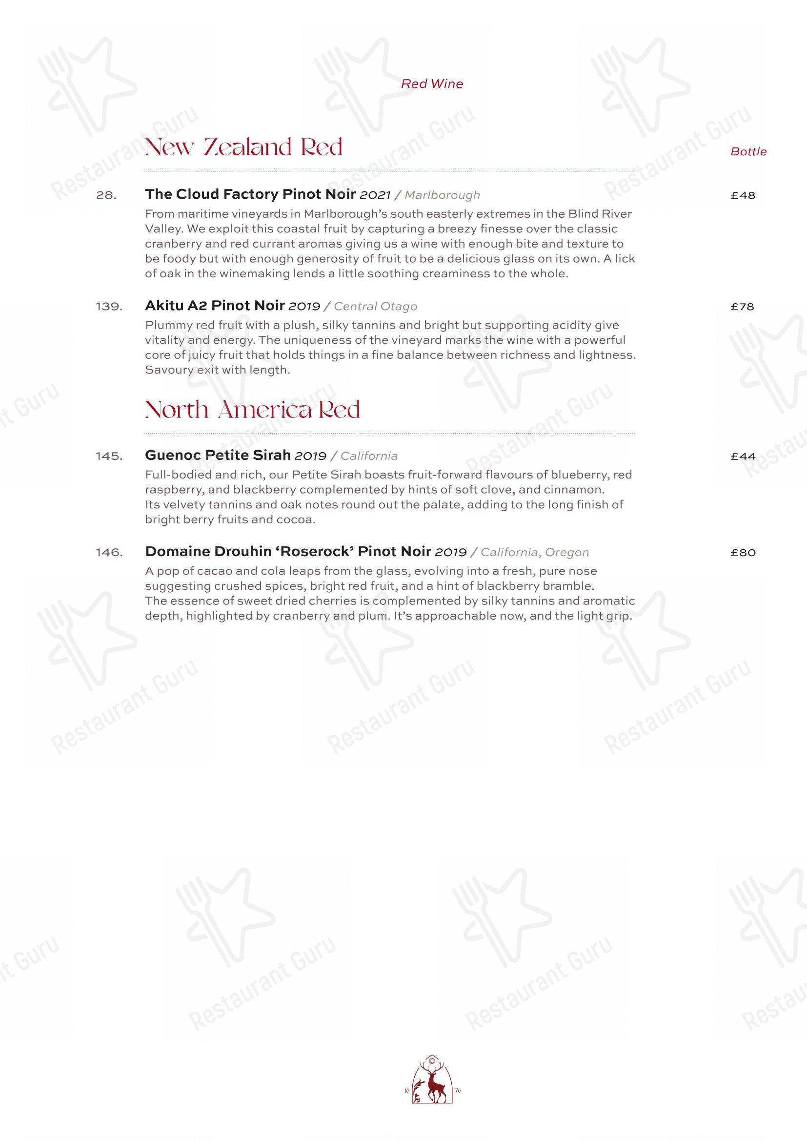 Menu at Cultra Inn pub & bar, Holywood, Culloden Estate and Spa