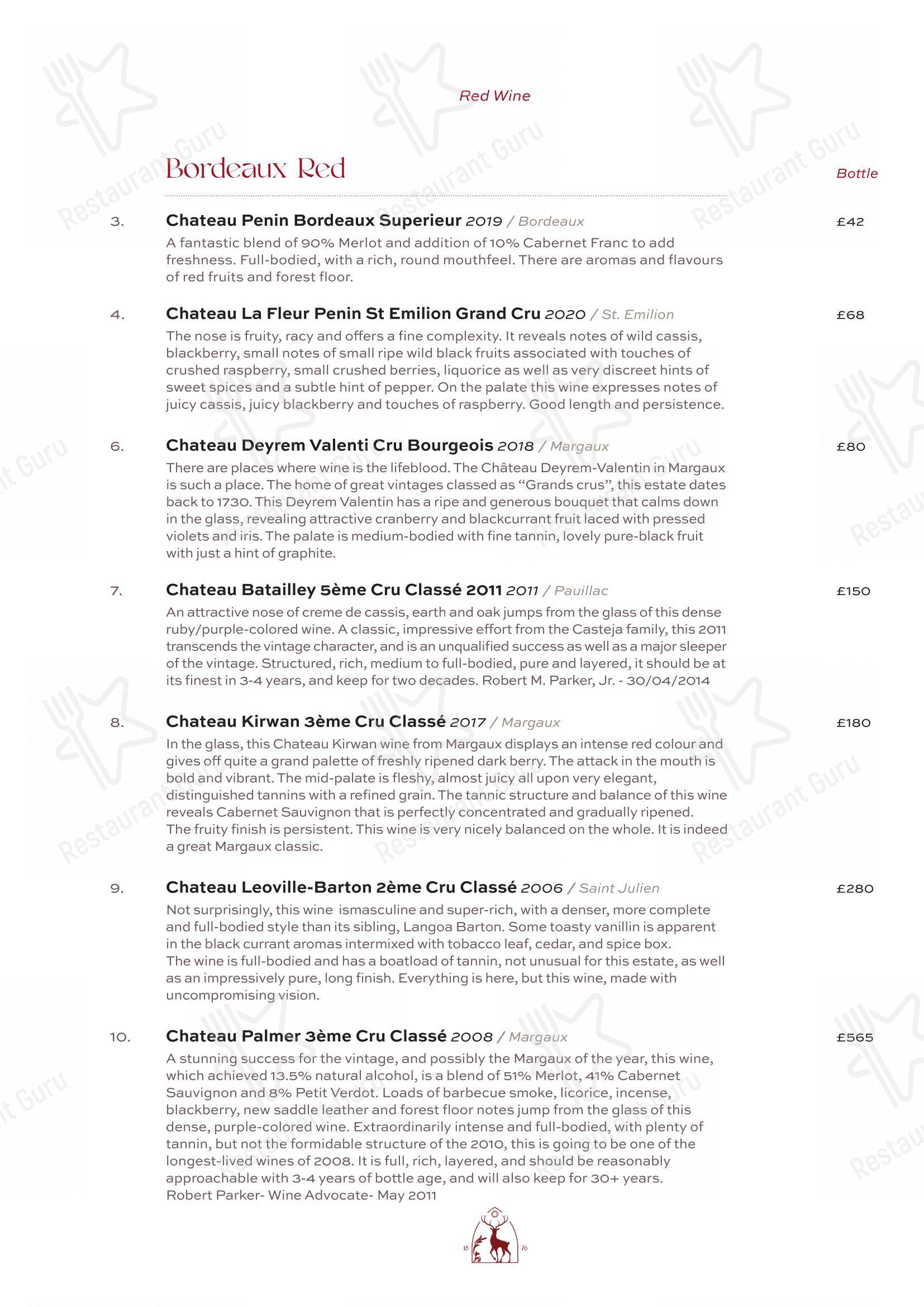 Menu at Cultra Inn pub & bar, Holywood, Culloden Estate and Spa