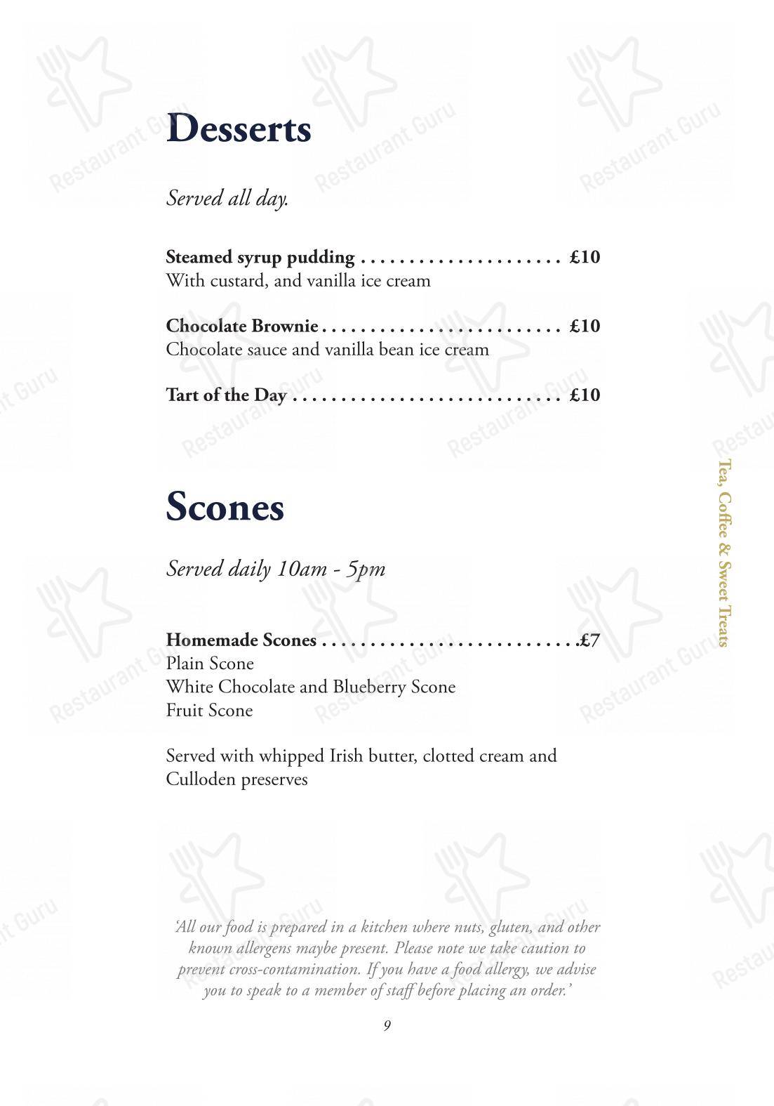 Menu at Cultra Inn pub & bar, Holywood, Culloden Estate and Spa