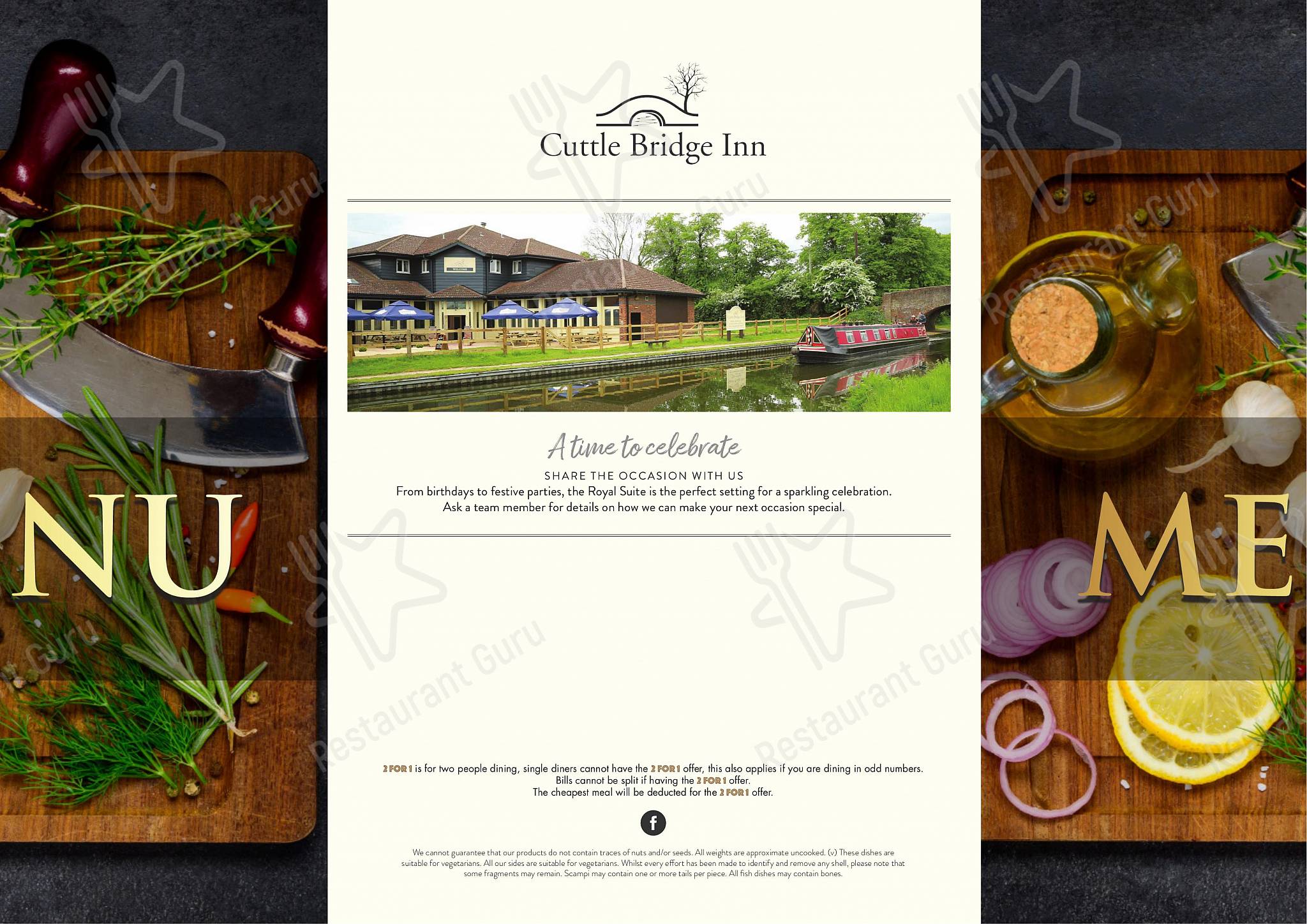 Menu at Cuttle Bridge Inn restaurant, Sutton Coldfield
