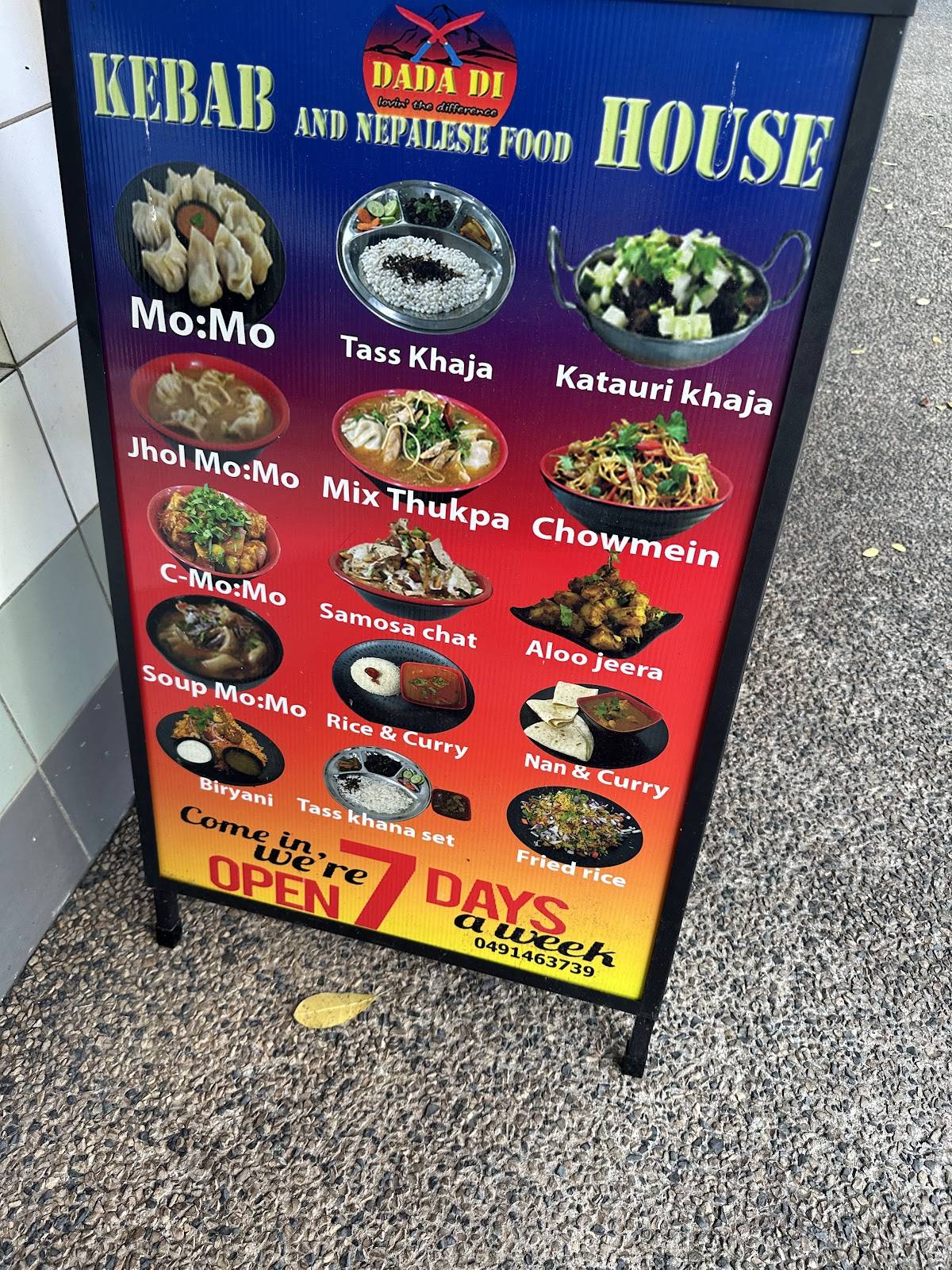 Menu at DADA DI ( Fannie Bay Kebab) restaurant, Fannie Bay