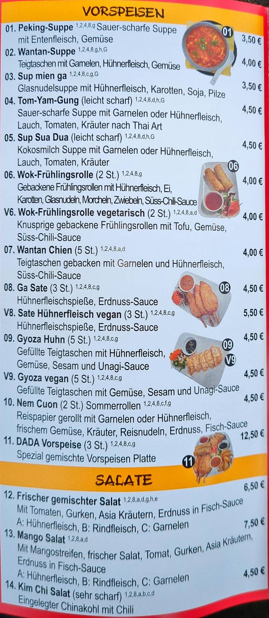 Speisekarte von Asia Restaurant DADA, Koblenz, Emser Str. 353