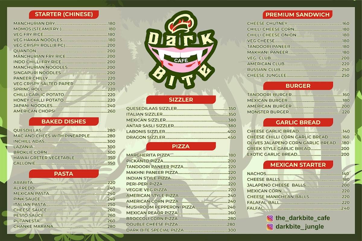 Menu at DARK BITE JUNGLE, Vadodara