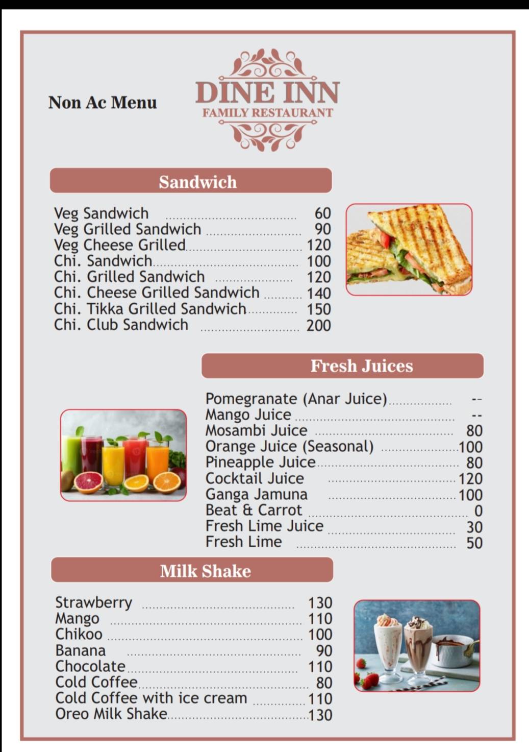 Menu at DINE INN - The Family Restaurant, Mumbai