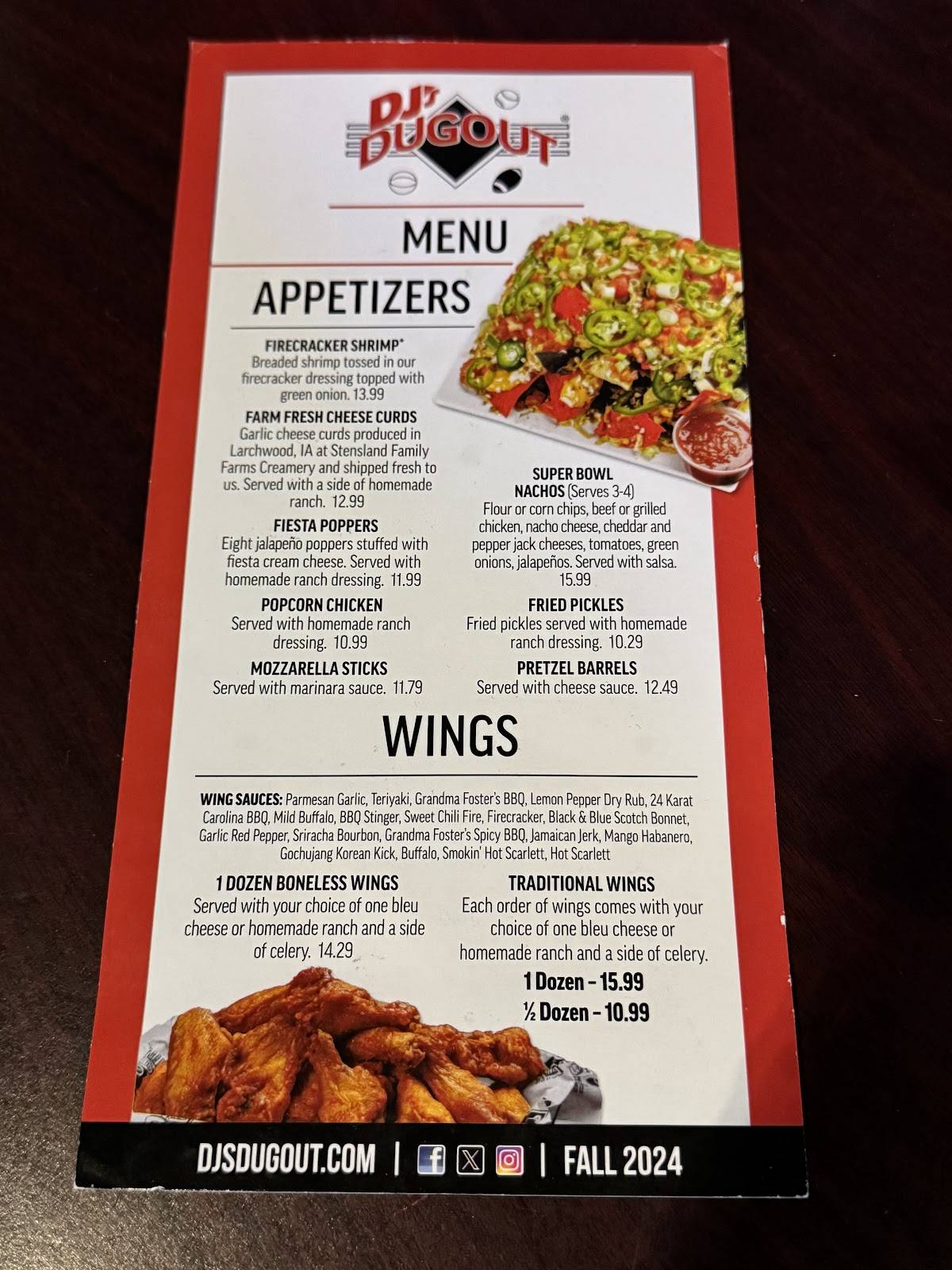 Menu at DJ's Dugout Sports Bar - Downtown, Omaha, Capitol Ave