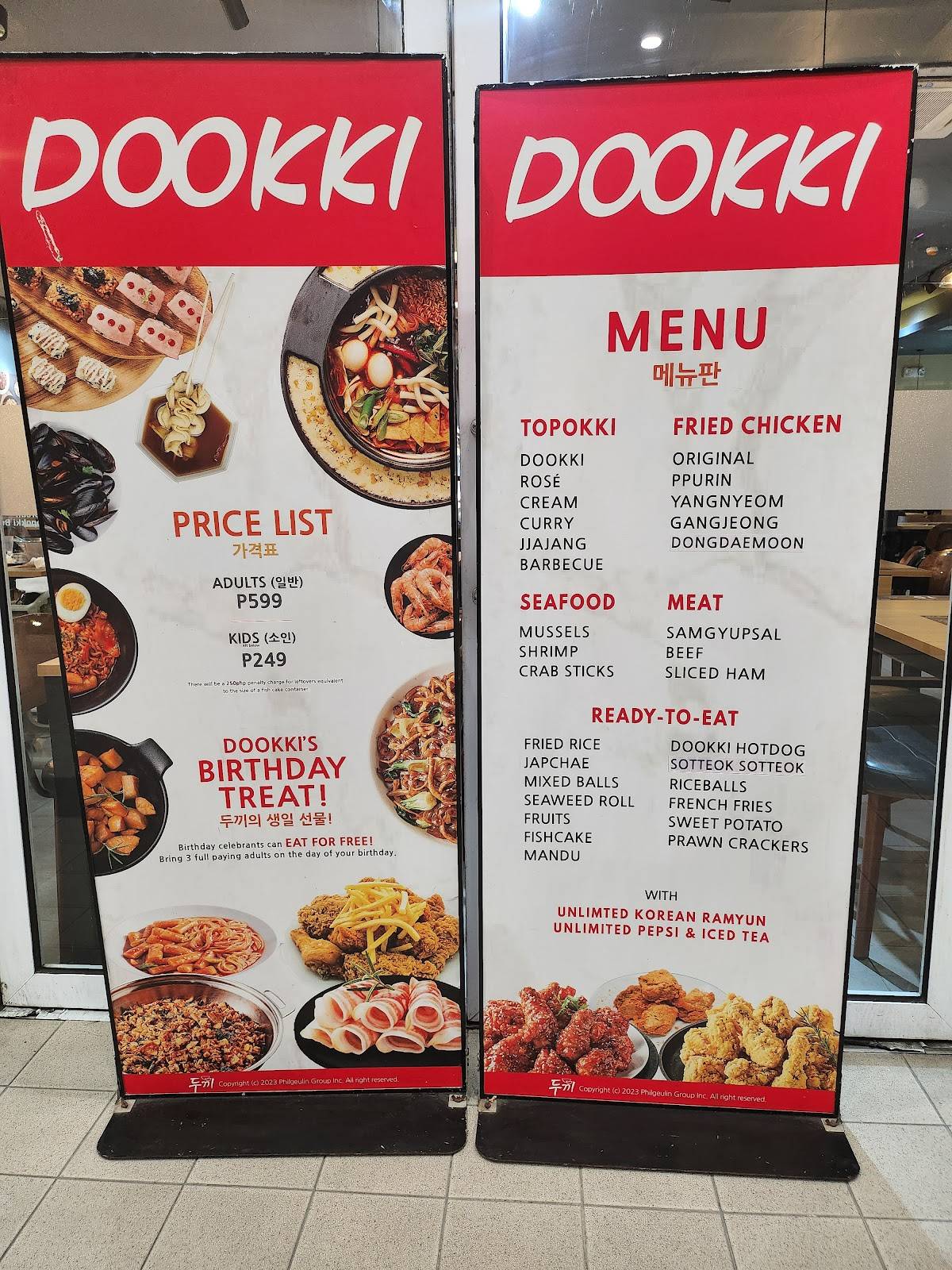 Menu at DOOKKI - SM City Clark restaurant, Angeles