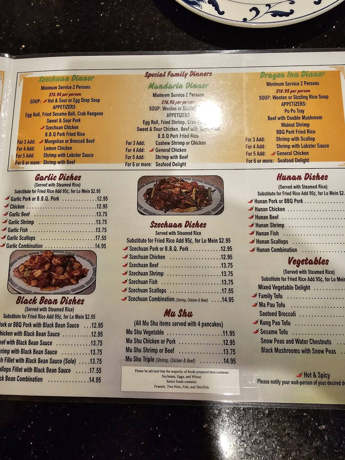Menu at DRAGON INN restaurant, Eaton