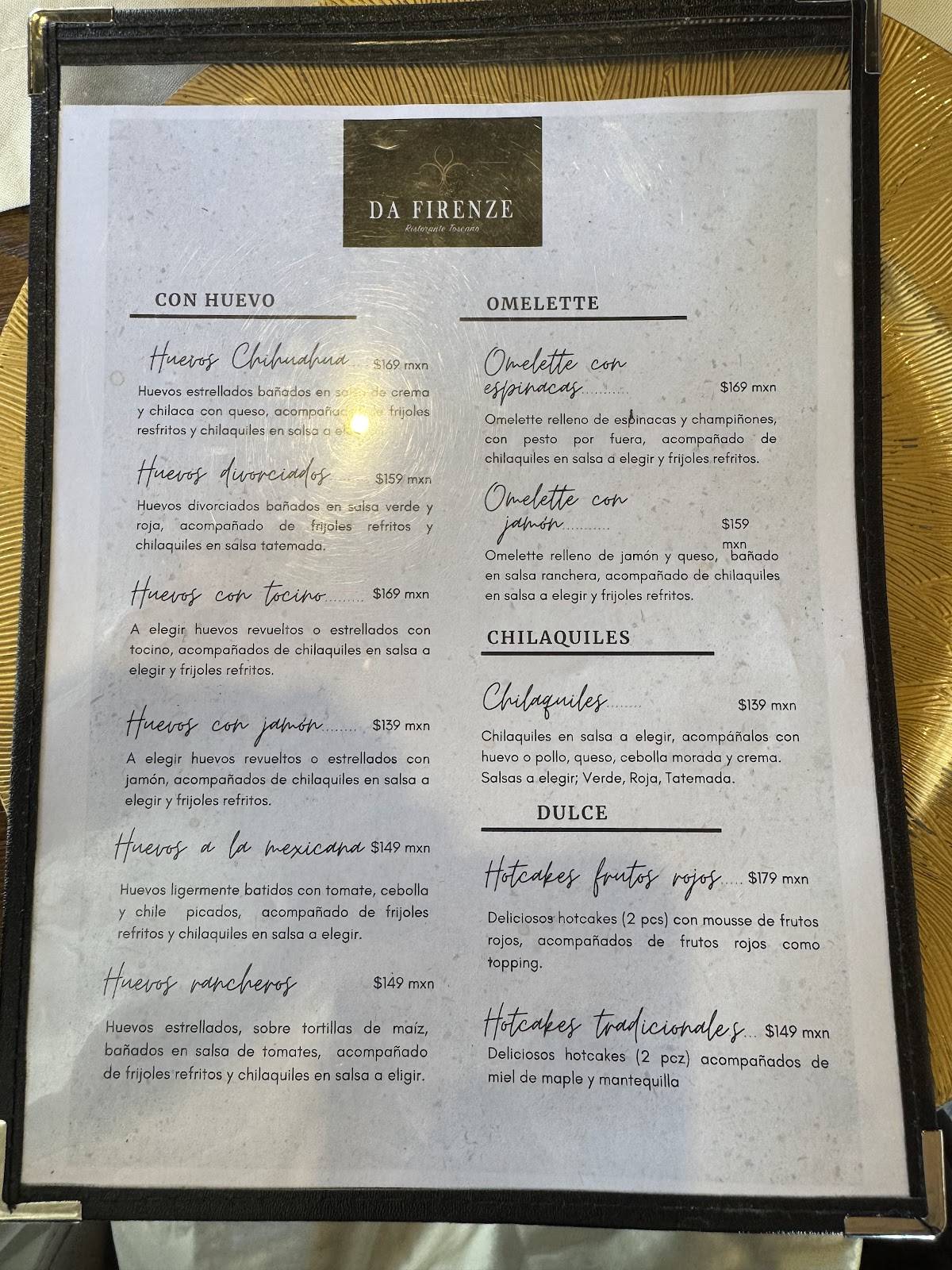 Carta del restaurante Da Firenze ristorante cuu, Chihuahua, Calle ...