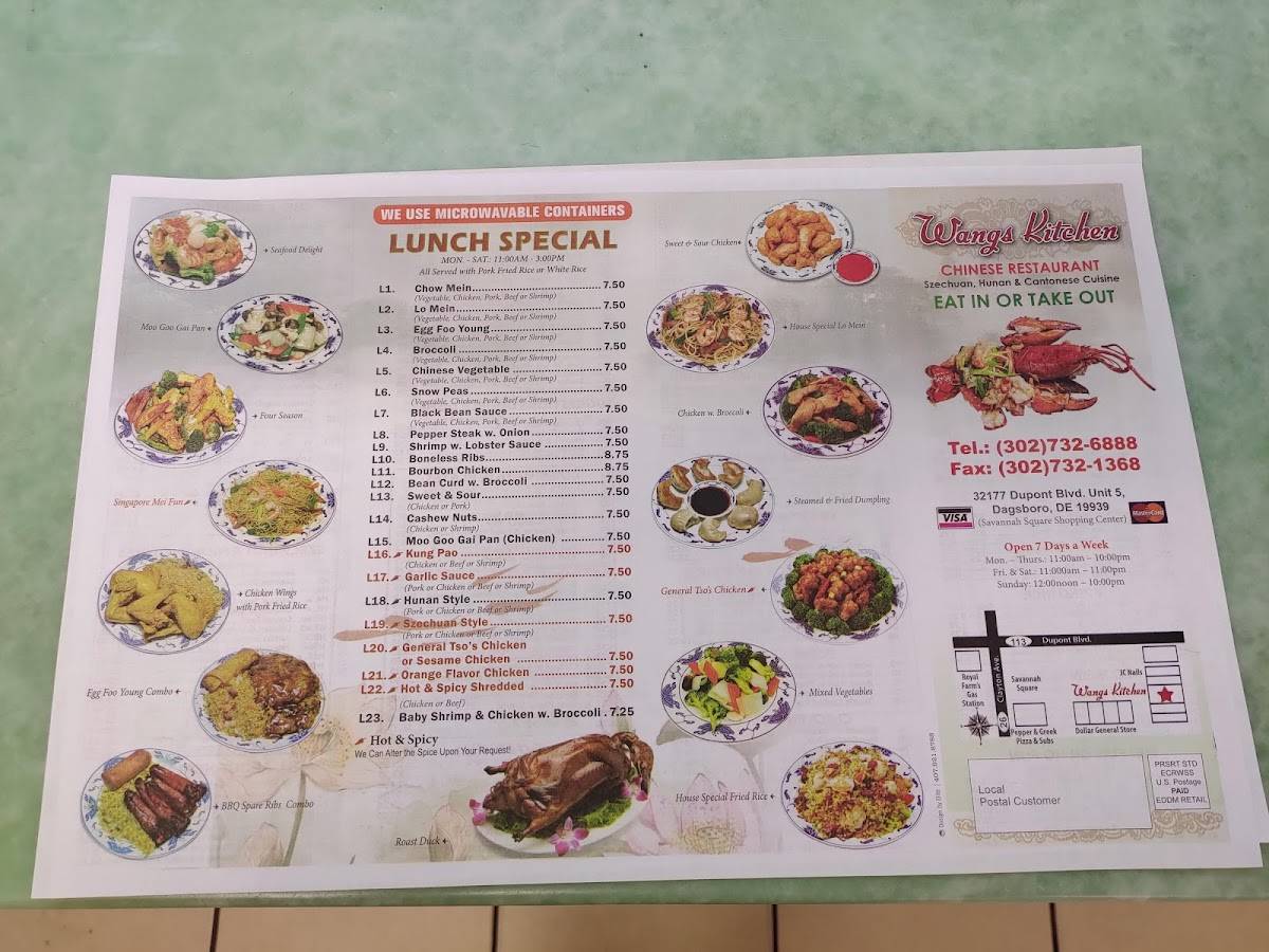 Menu at Wang's Kitchen restaurant, Dagsboro