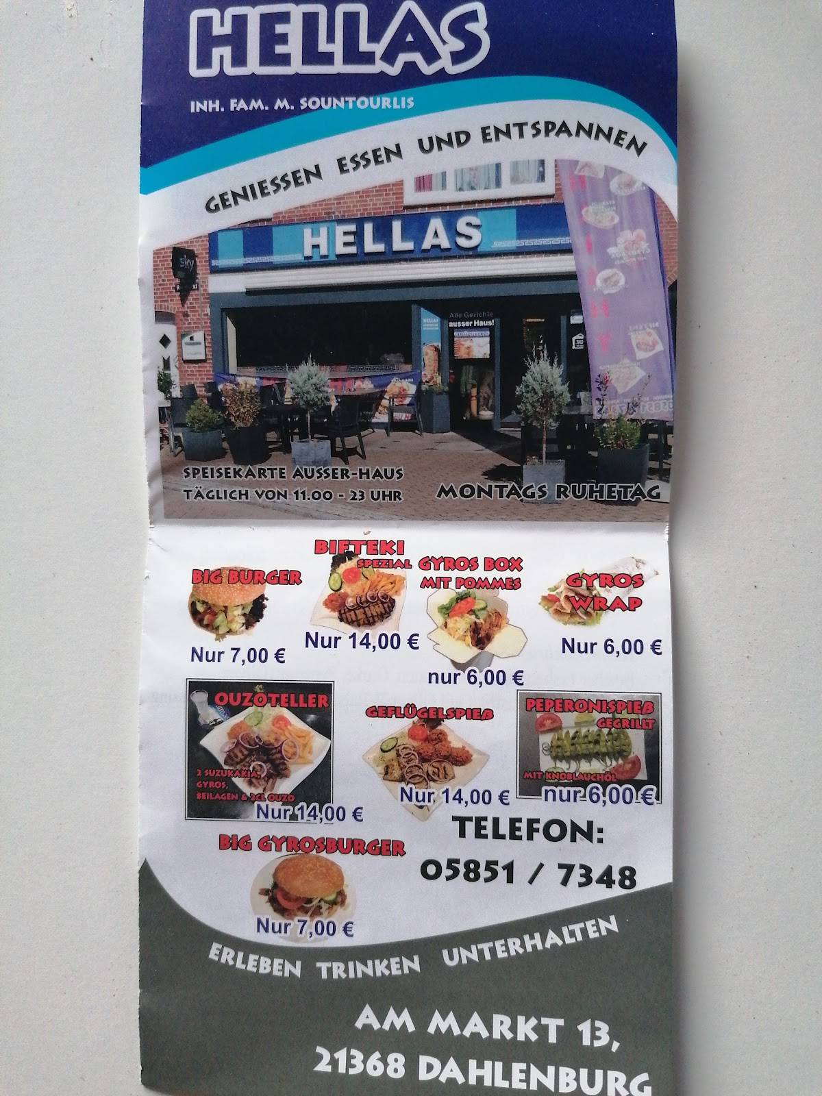 Speisekarte von Restaurant Hellas, Dahlenburg