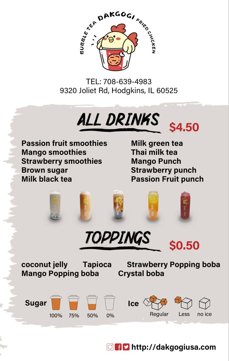 Menu at Dakgogi Ramen And Chicken restaurant, Hodgkins