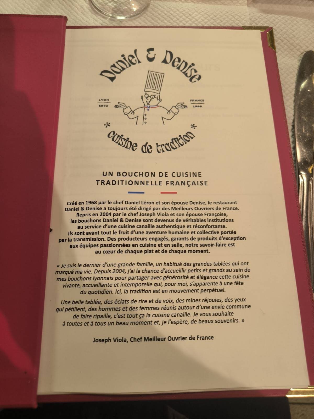 Menu au Daniel et Denise Croix Rousse - Bouchon Lyonnais restaurant, Lyon