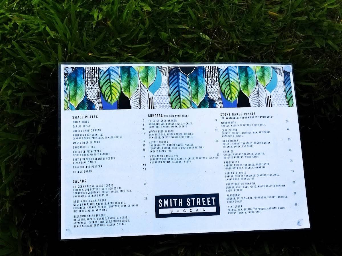 Menu at The Reserve restaurant, Darwin City