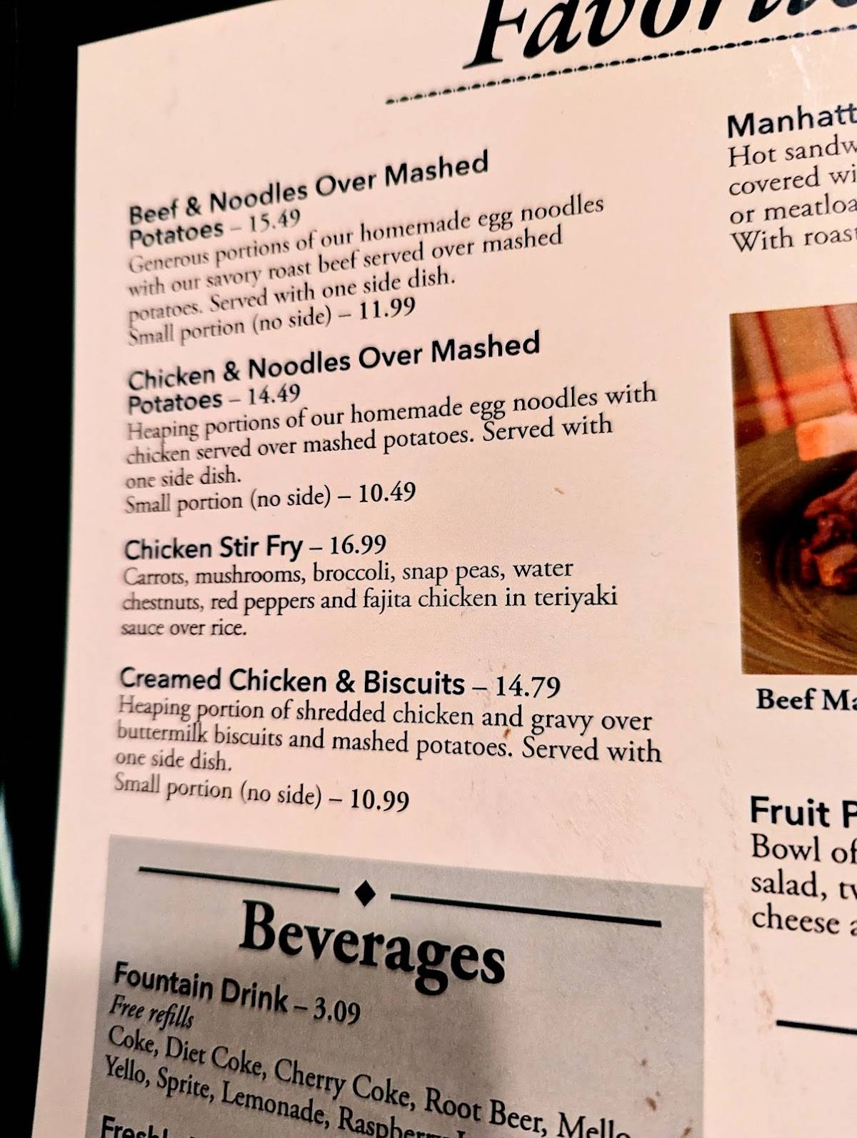 Menu at Das Dutchman Essenhaus restaurant, Middlebury, 240 US-20
