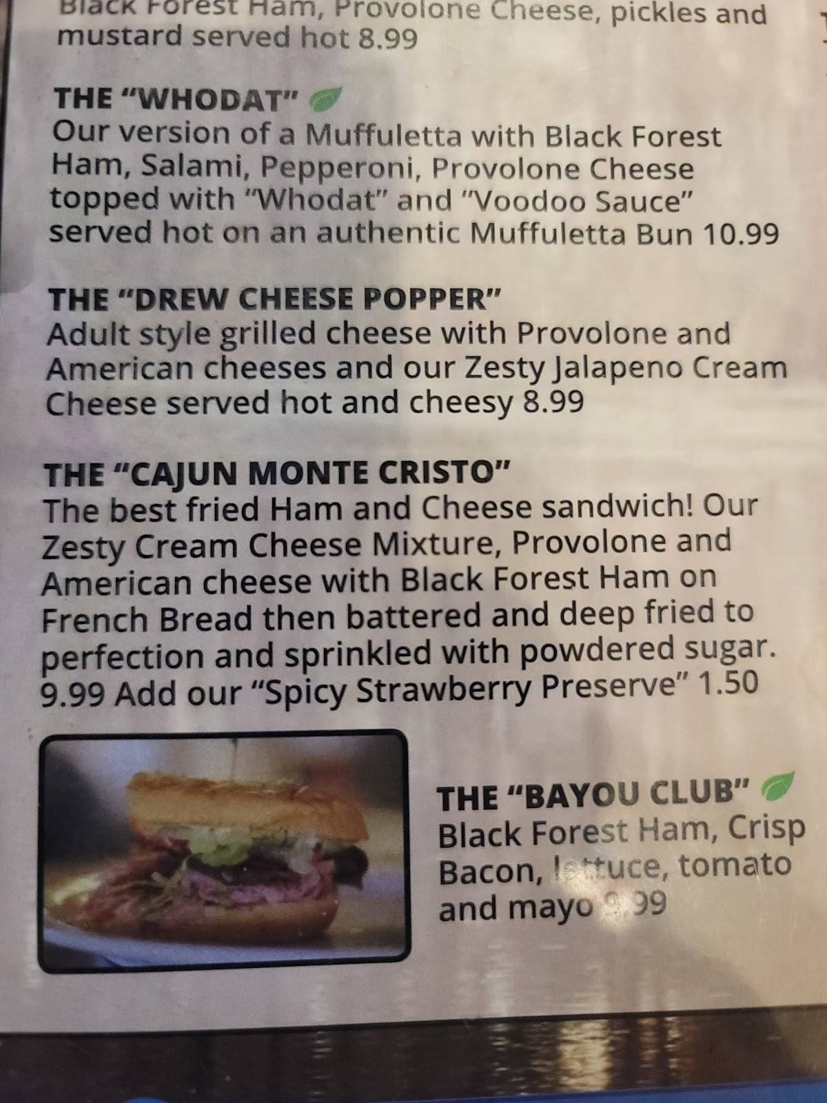 Menu at Dat Cajun Place Cafe, Panama City Beach, 2705 Thomas Dr