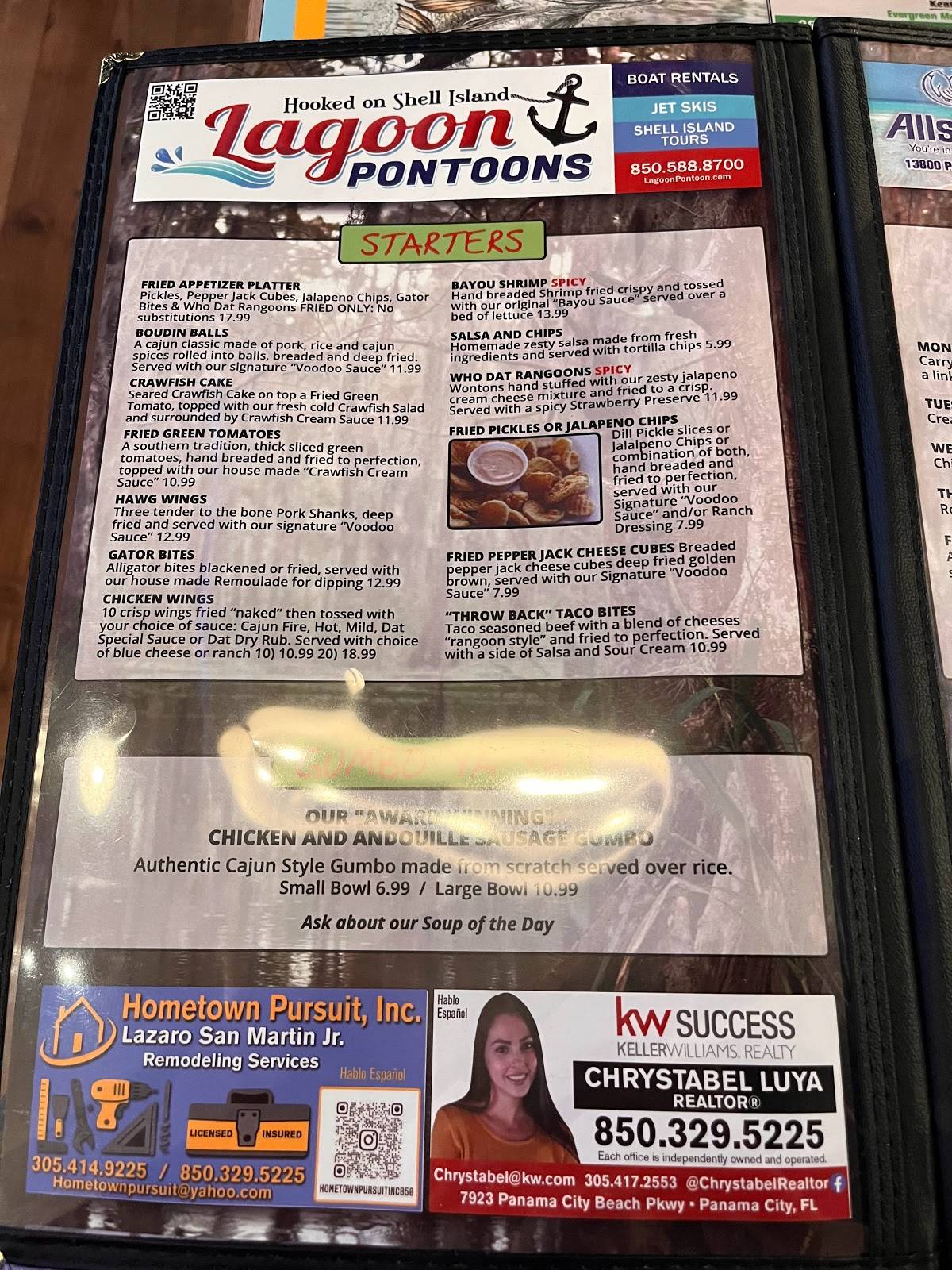 Menu at Dat Cajun Place Cafe, Panama City Beach, 2705 Thomas Dr