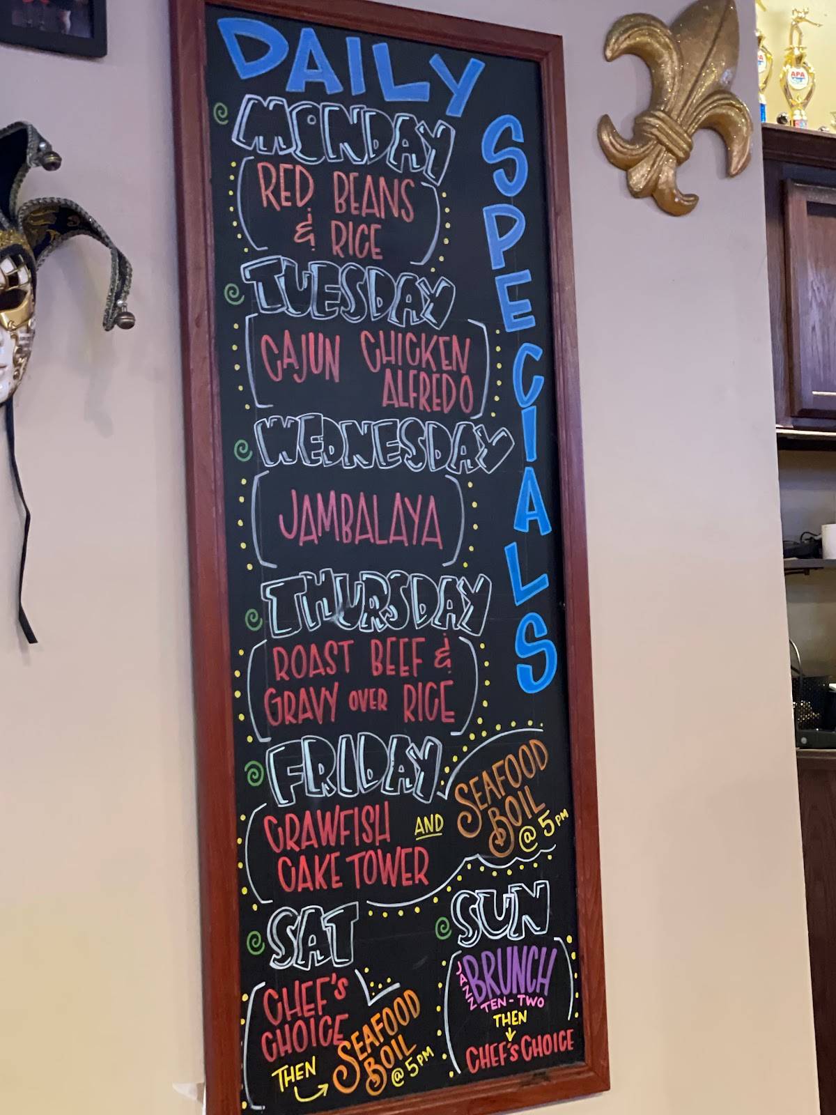 Menu at Dat Cajun Place Cafe, Panama City Beach, 2705 Thomas Dr