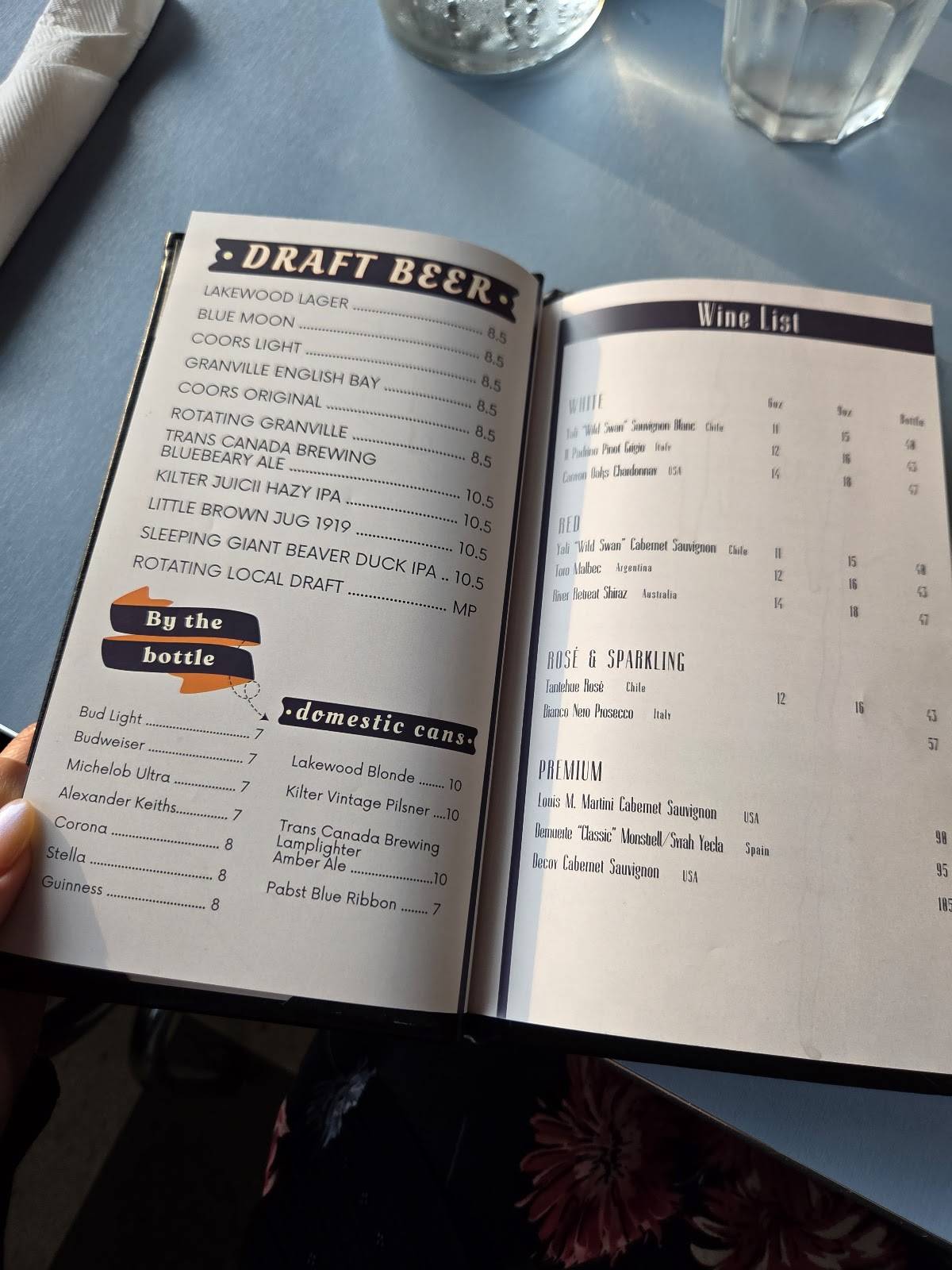 Menu at Dave and LaVerne's Modern Diner restaurant, Winnipeg