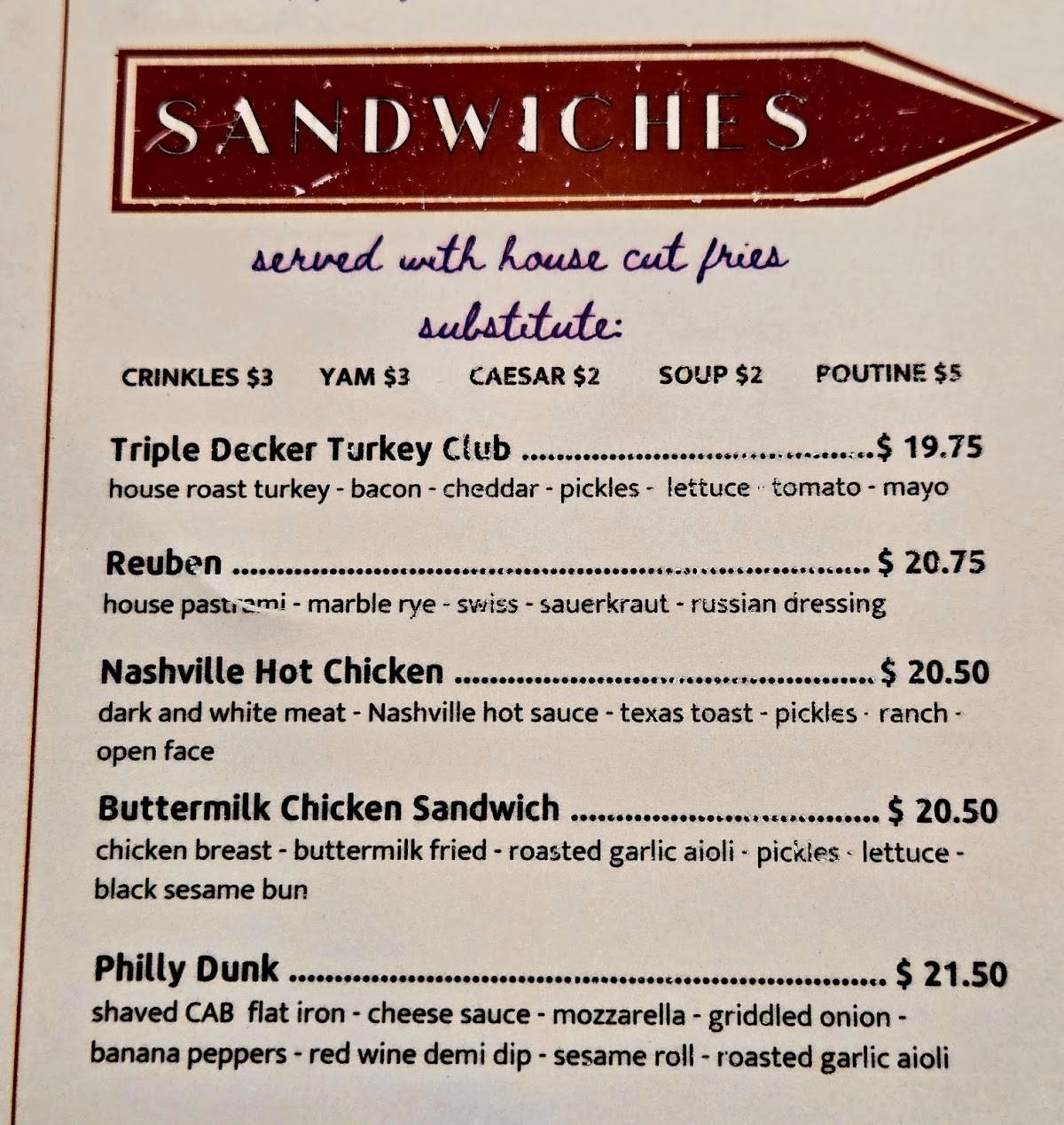 Menu at Dave and LaVerne's Modern Diner restaurant, Winnipeg