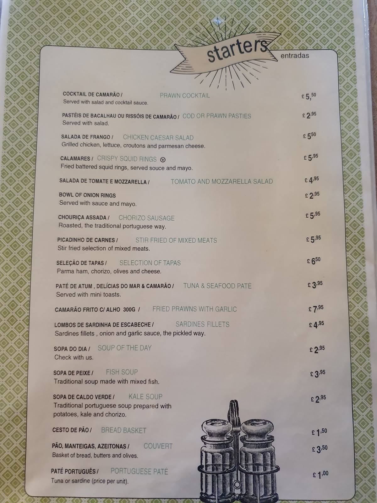 Menu at Maria's Kitchen restaurant, Newnham, The Romer Arms