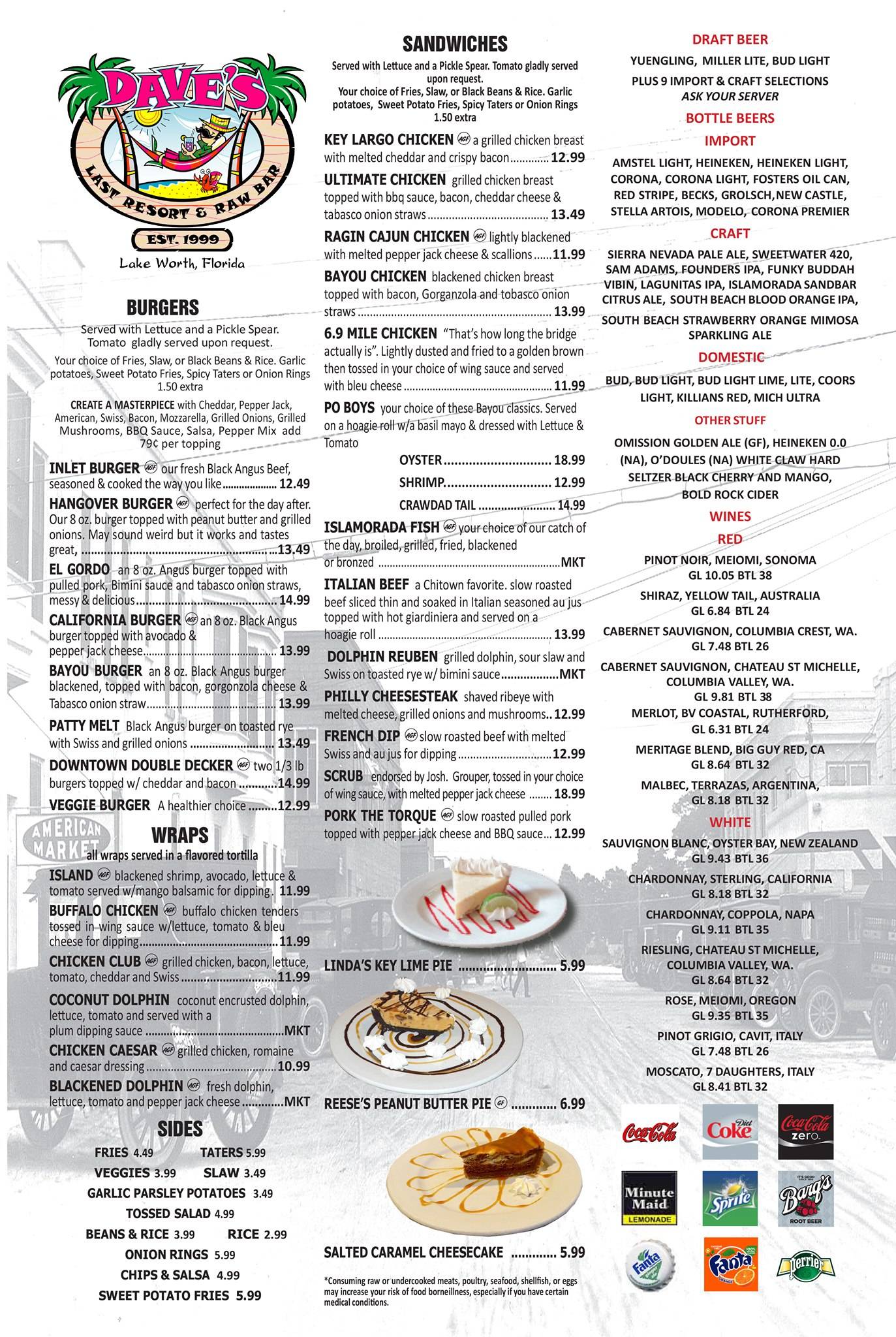 Menu at Dave's Last Resort & Raw Bar, Lake Worth