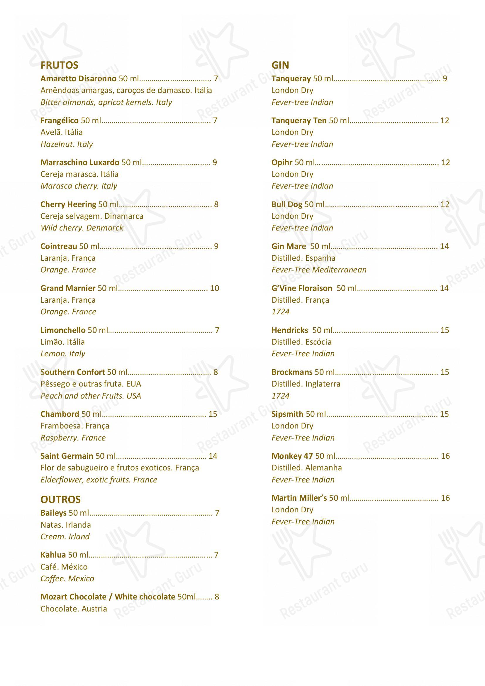 Menu em Davvero Lisboa restaurante, Lisboa
