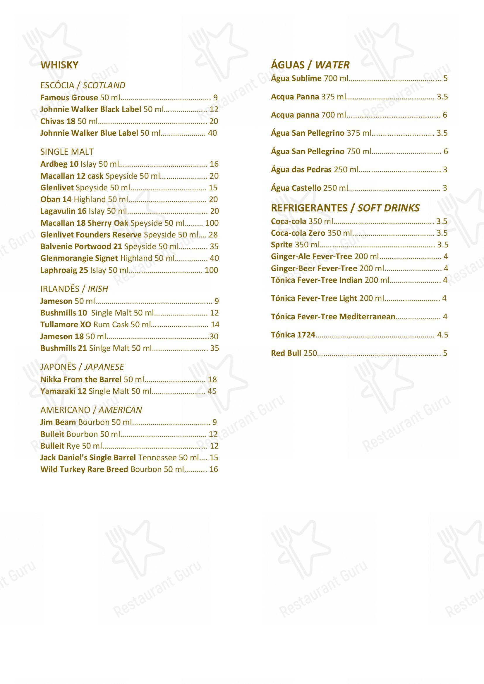 Menu em Davvero Lisboa restaurante, Lisboa