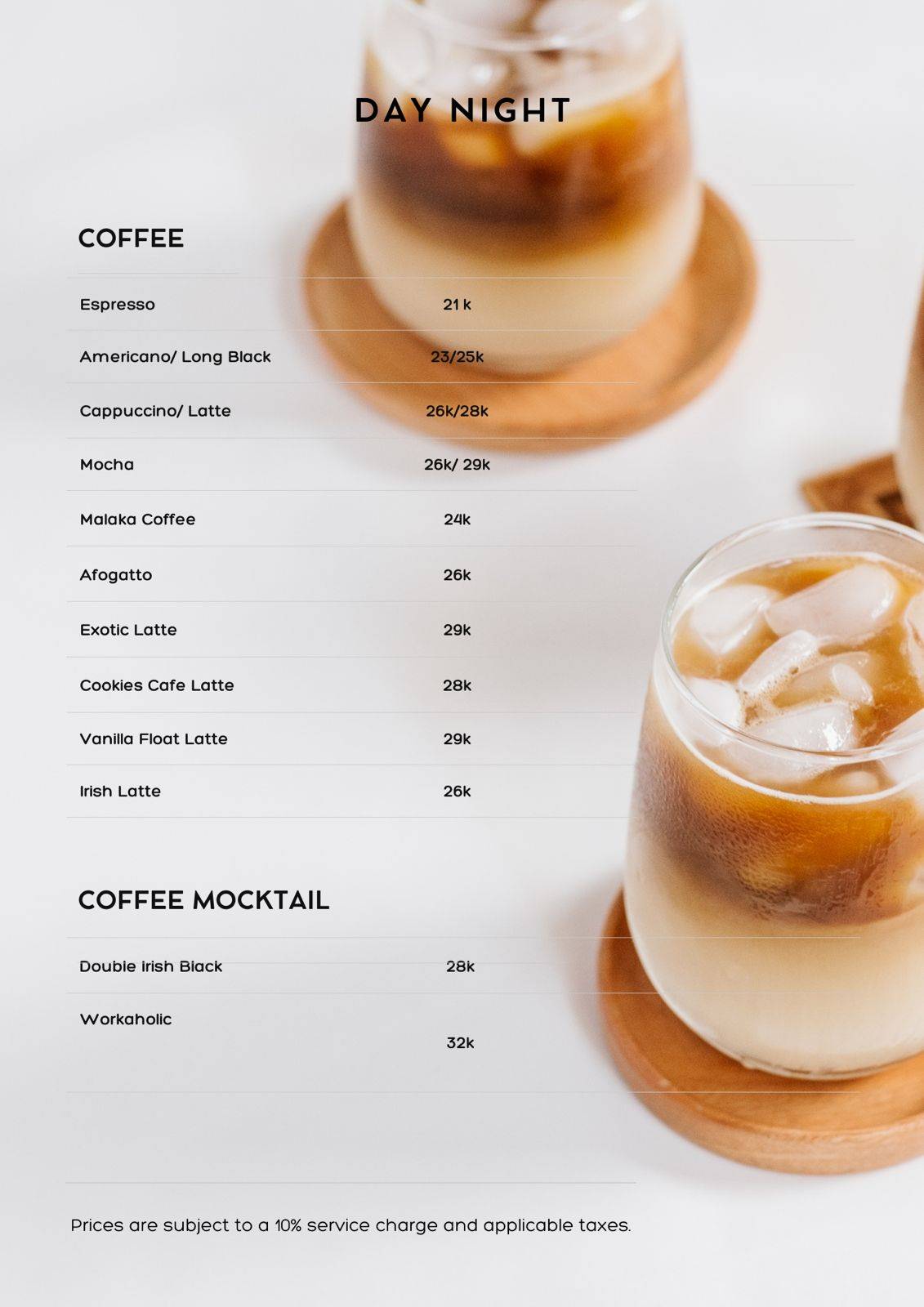 Menu at Day Night Coffee & Eatery pub & bar, South Tangerang