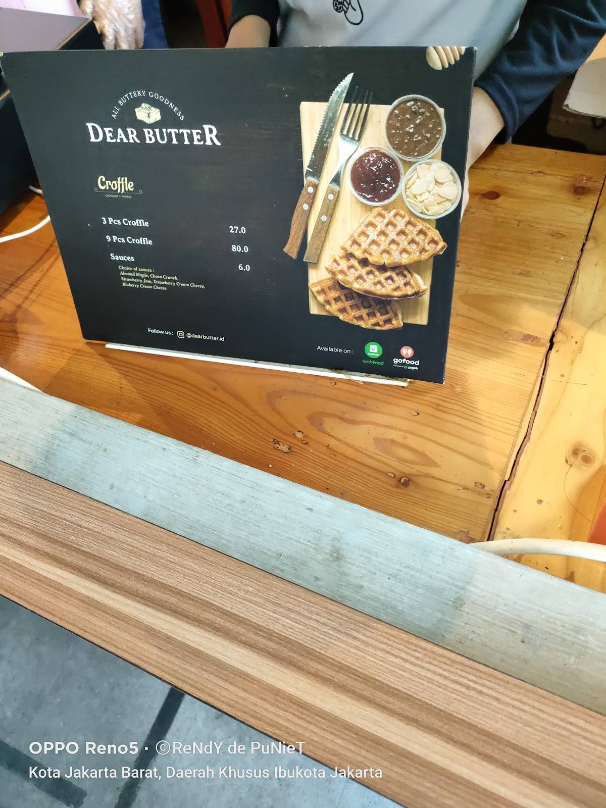 Menu at Dear Butter Binus cafe, West Jakarta
