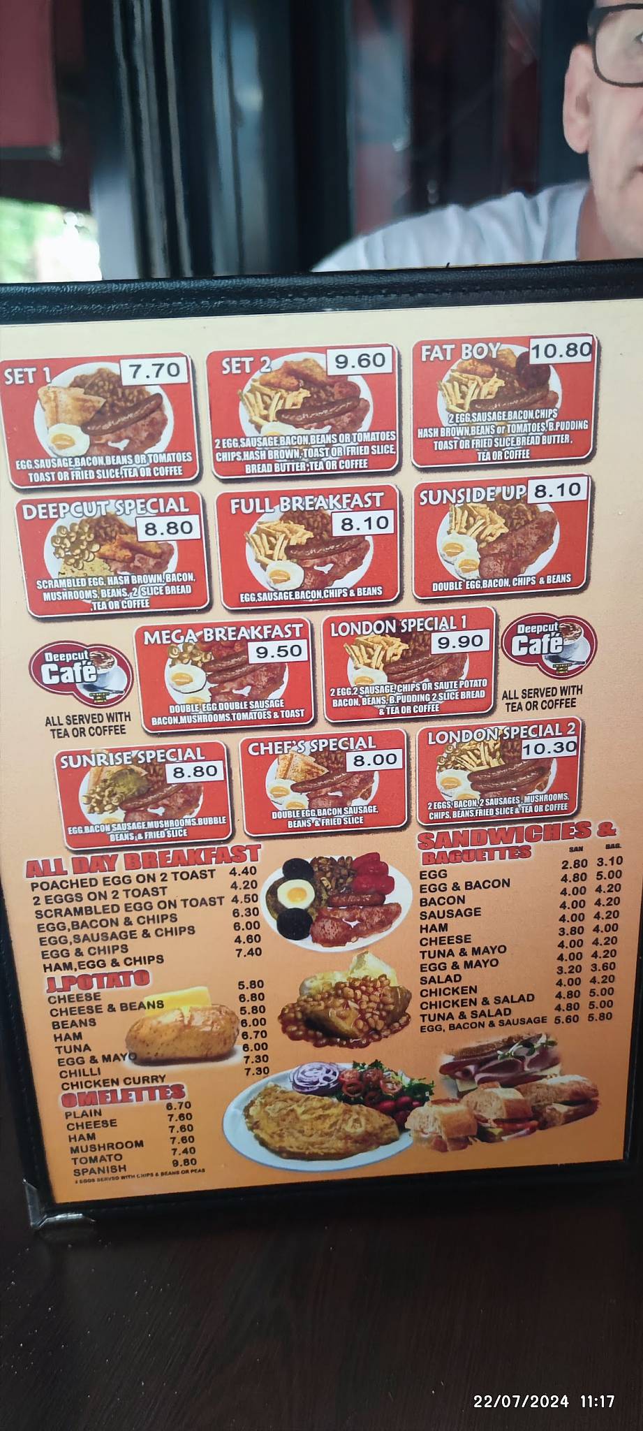 Menu at Deepcut Cafe, Camberley