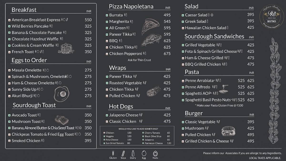 Menu at Defence Bakery Since 1962 BISTRO Gurugram, Gurugram