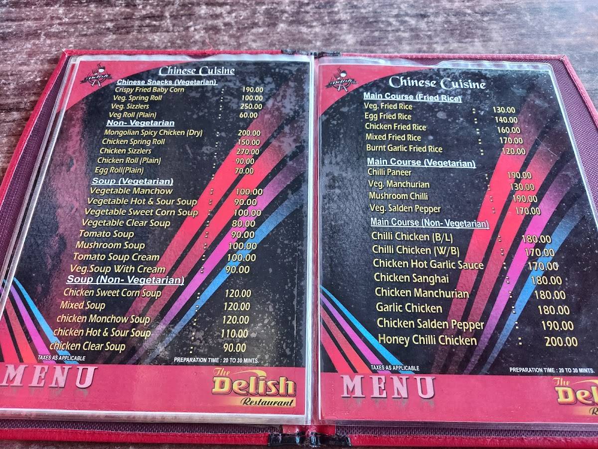 Menu at Delish, Bongaigaon