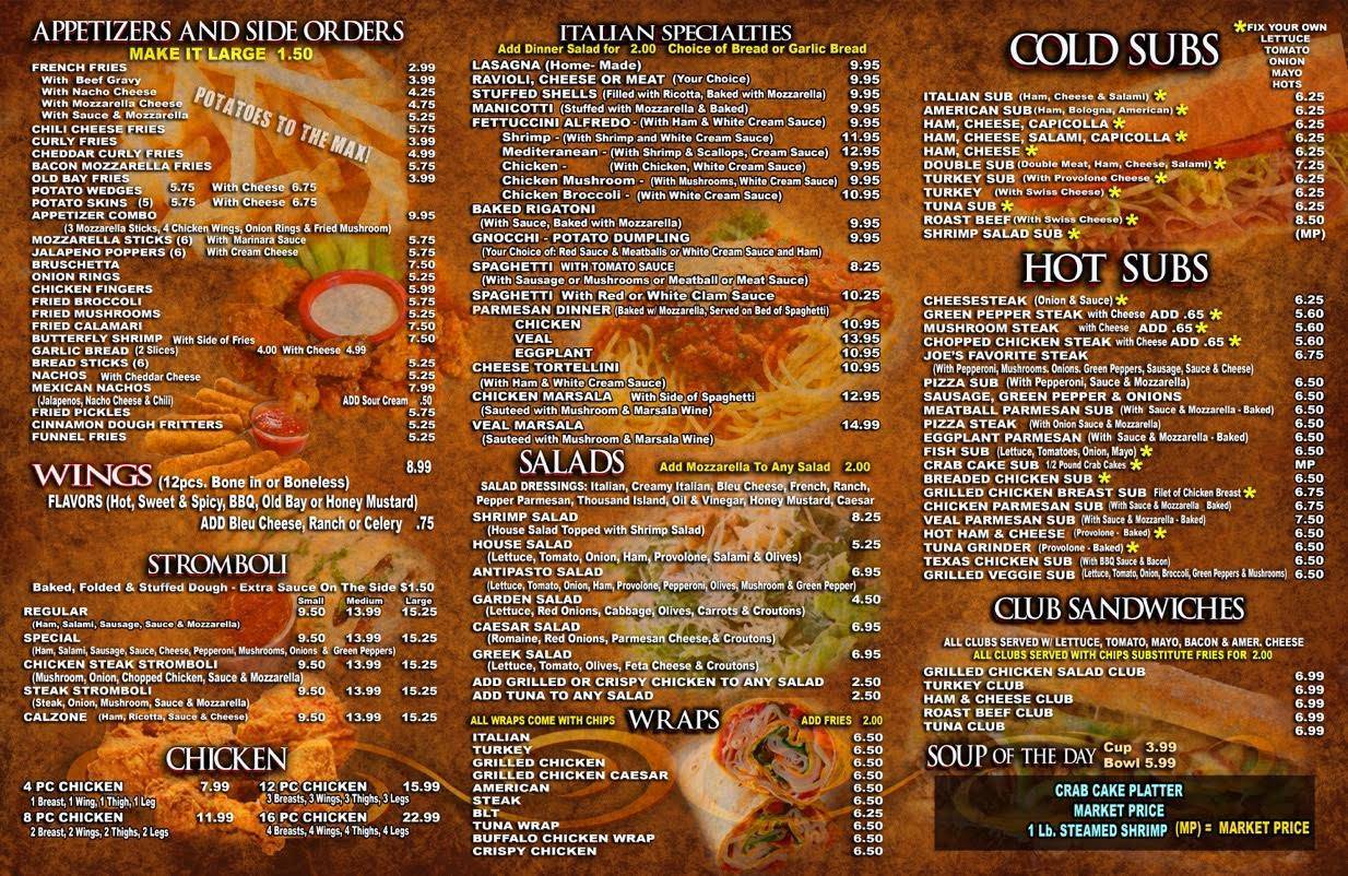 Menu at Delta Pizza pizzeria, Delta