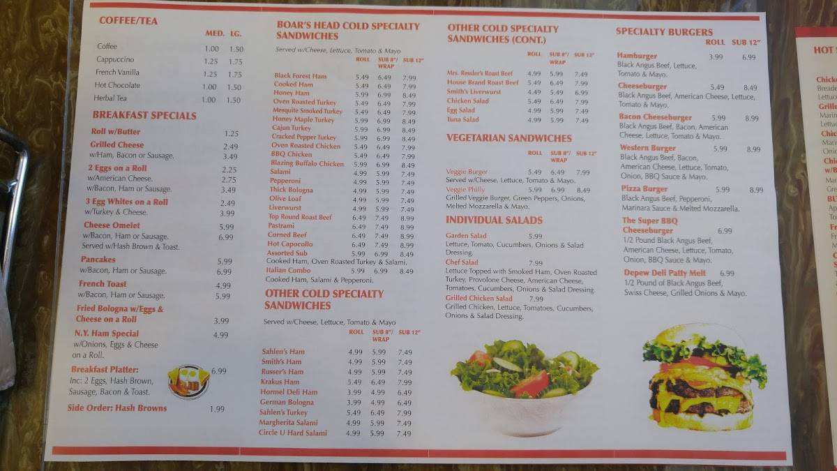 Menu at Depew Deli & Grocery restaurant, Depew
