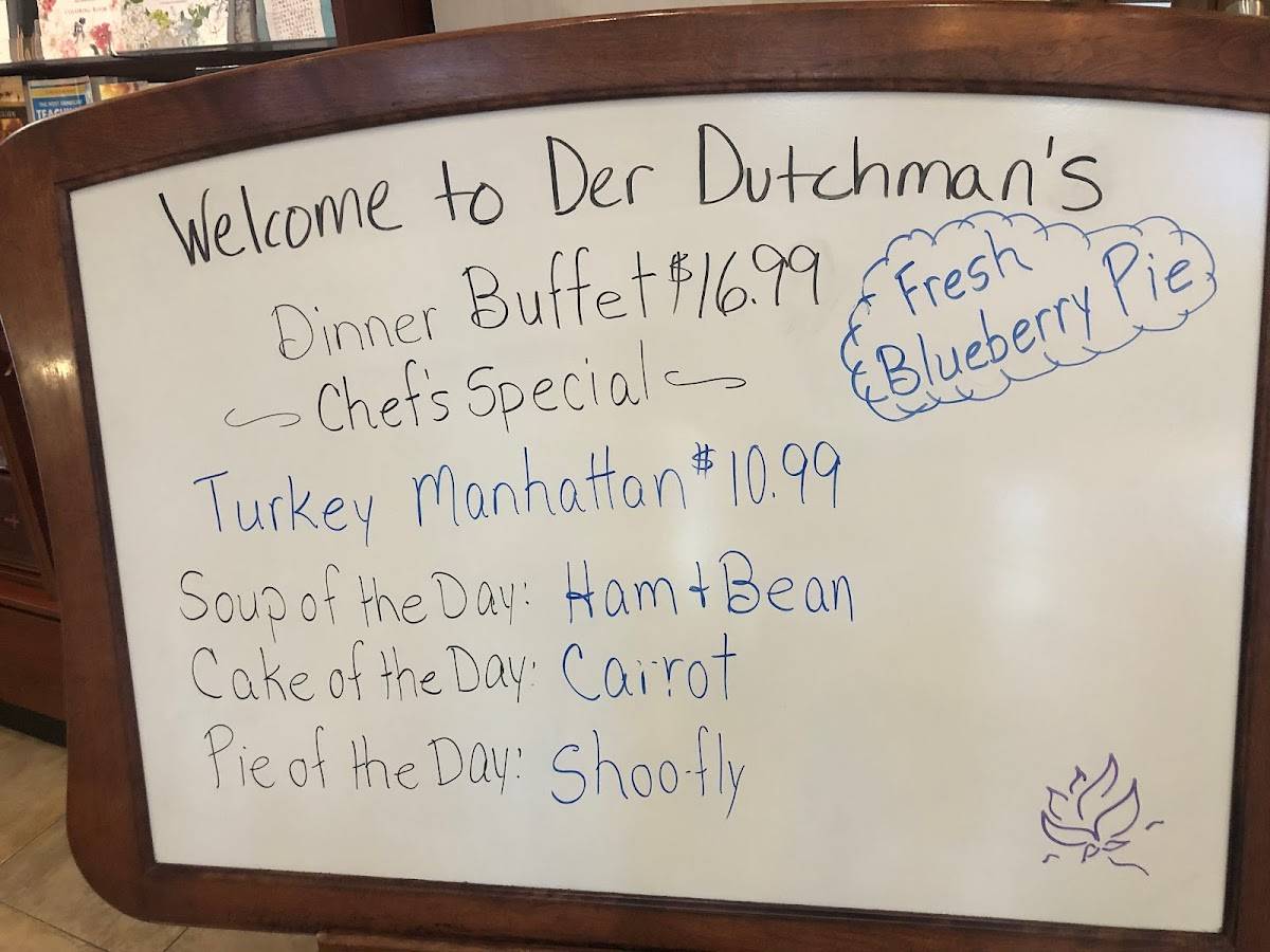 Menu at Der Dutchman restaurant, Sarasota, Bahia Vista St