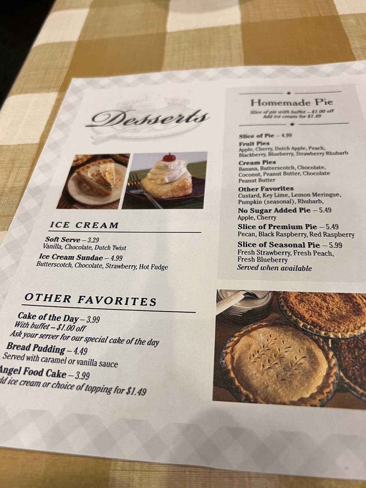 Menu at Der Dutchman restaurant, Sarasota, Bahia Vista St